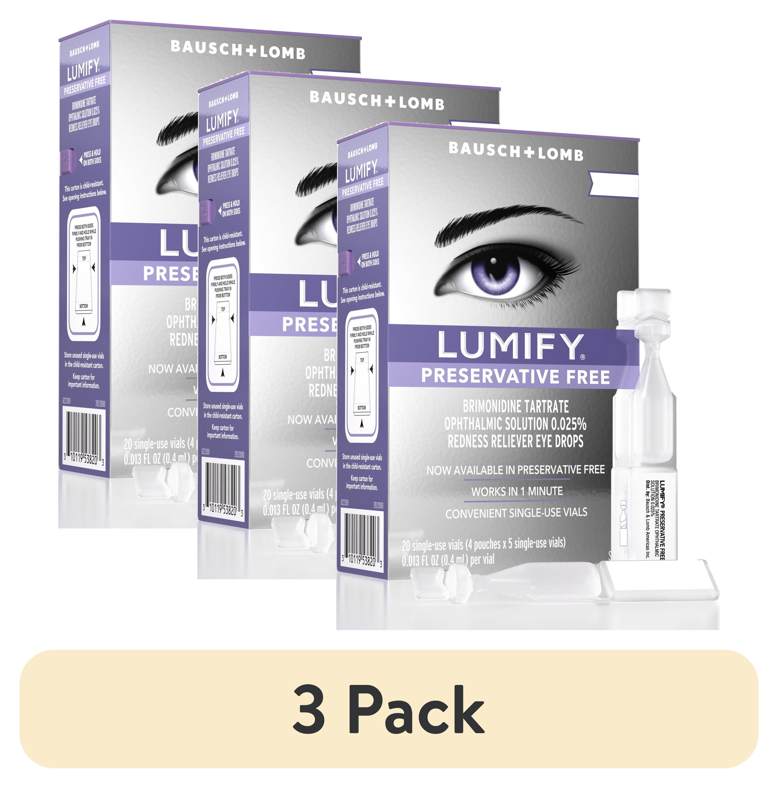 (3 pack) LUMIFY Preservative Free Redness Reliever Eye Drops, For Whiter and Brighter Looking ...