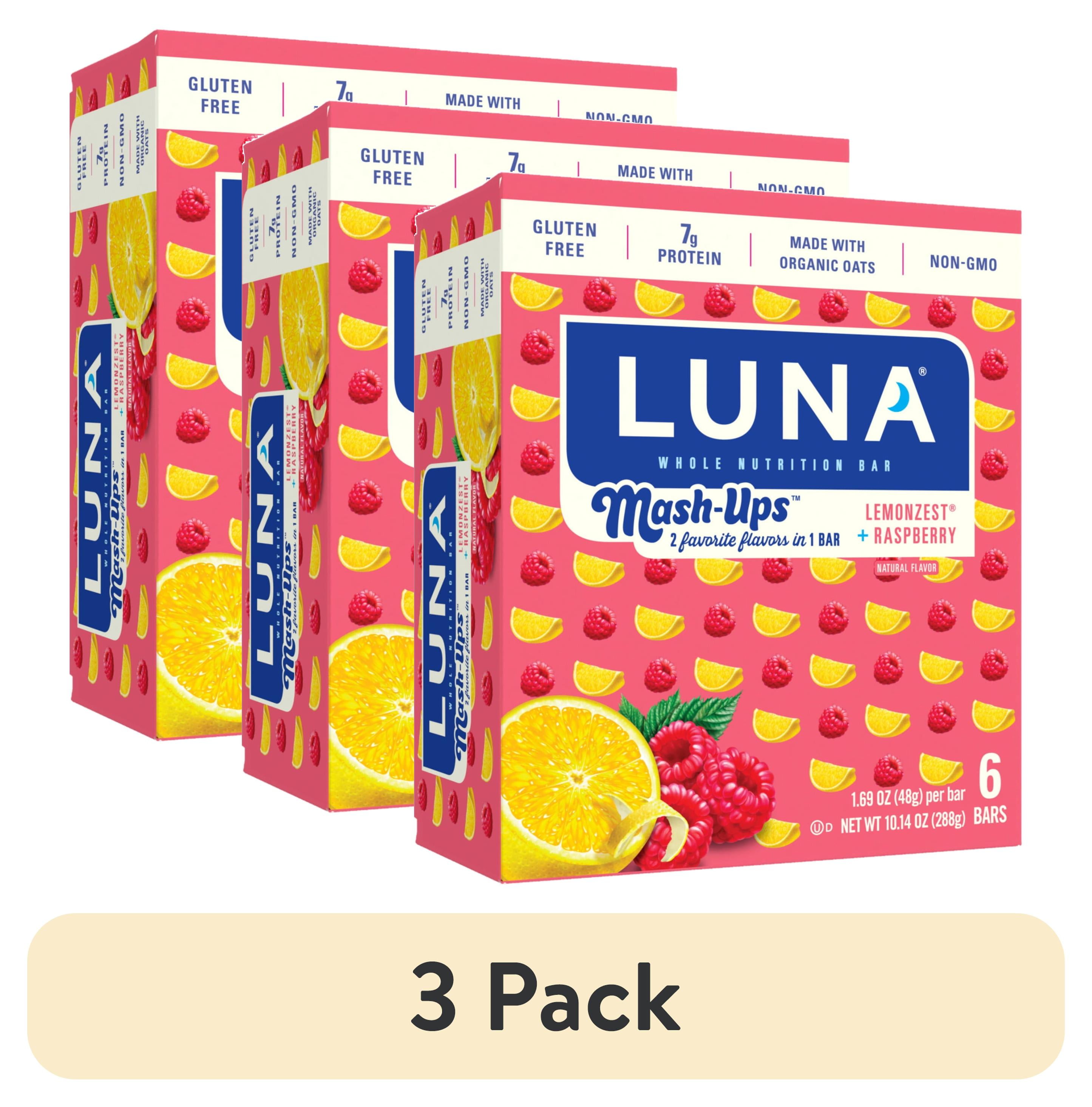 (3 pack) LUNA LemonZest + Raspberry Flavor Snack Bars, Gluten-Free ...
