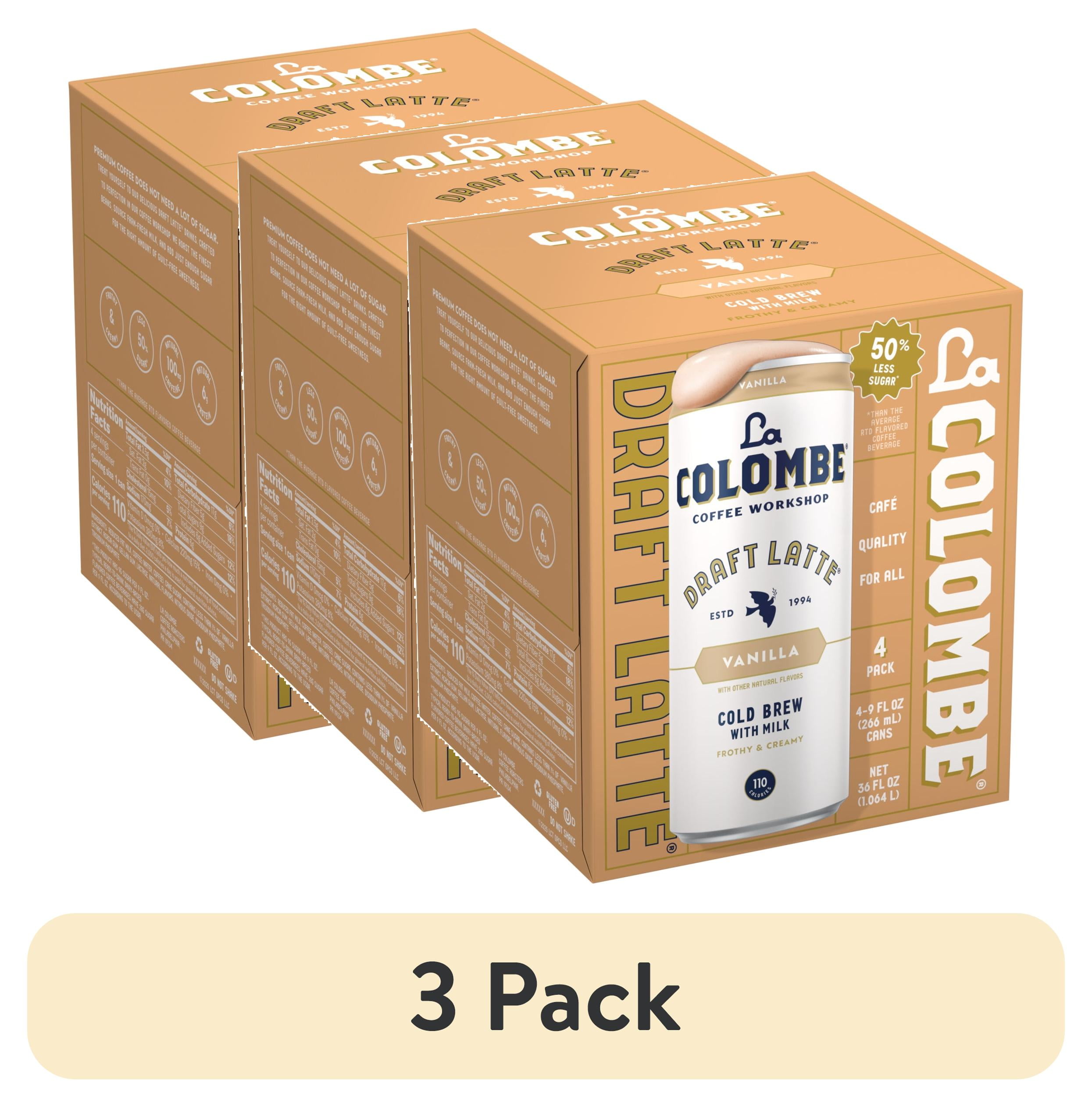 (3 pack) La Colombe Vanilla Draft Latte Cold Brew Coffee, 9 fl oz, 4 ...