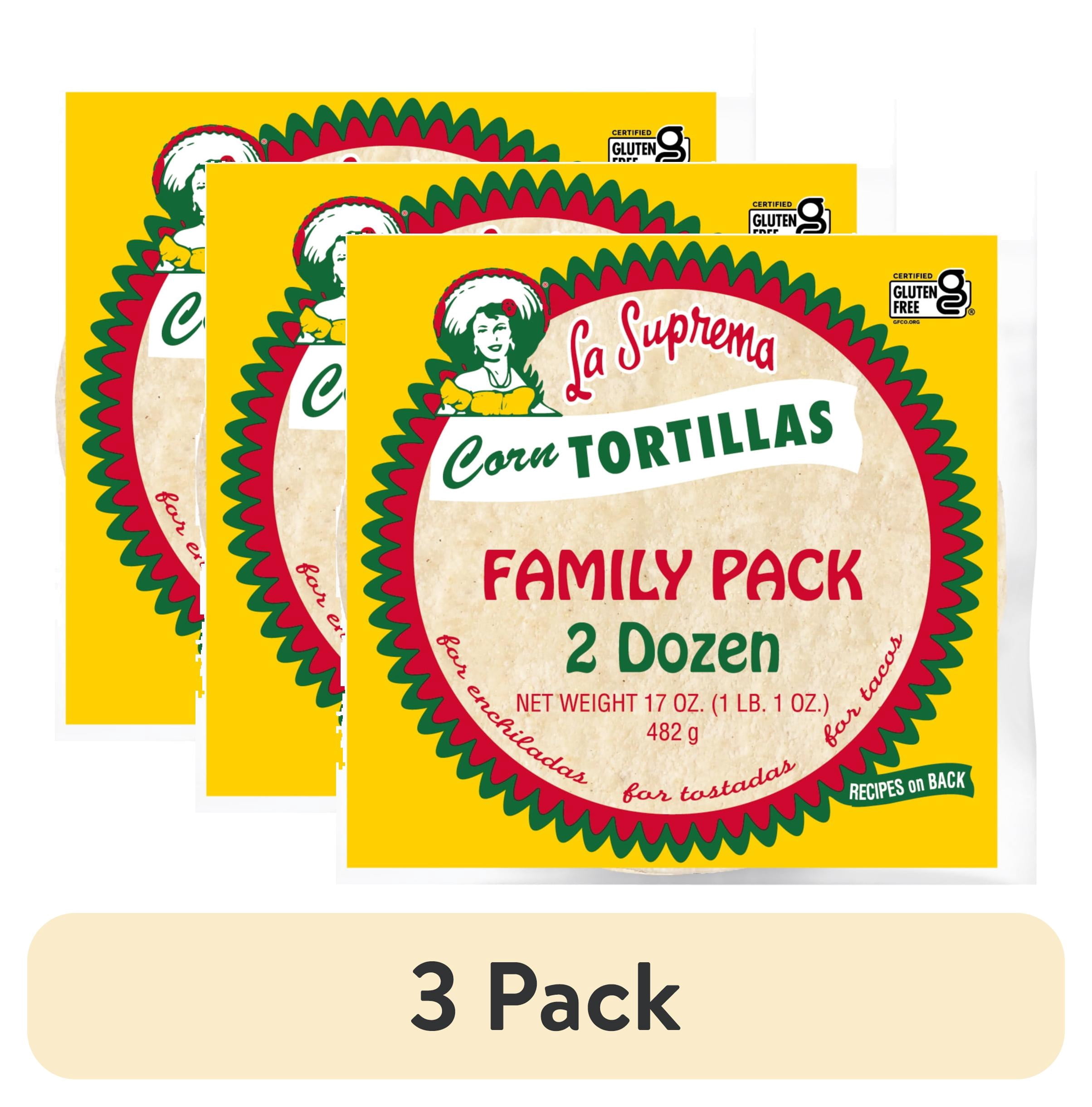 (3 pack) La Suprema Corn Tortillas, Family Pack, 24 Count - Walmart.com