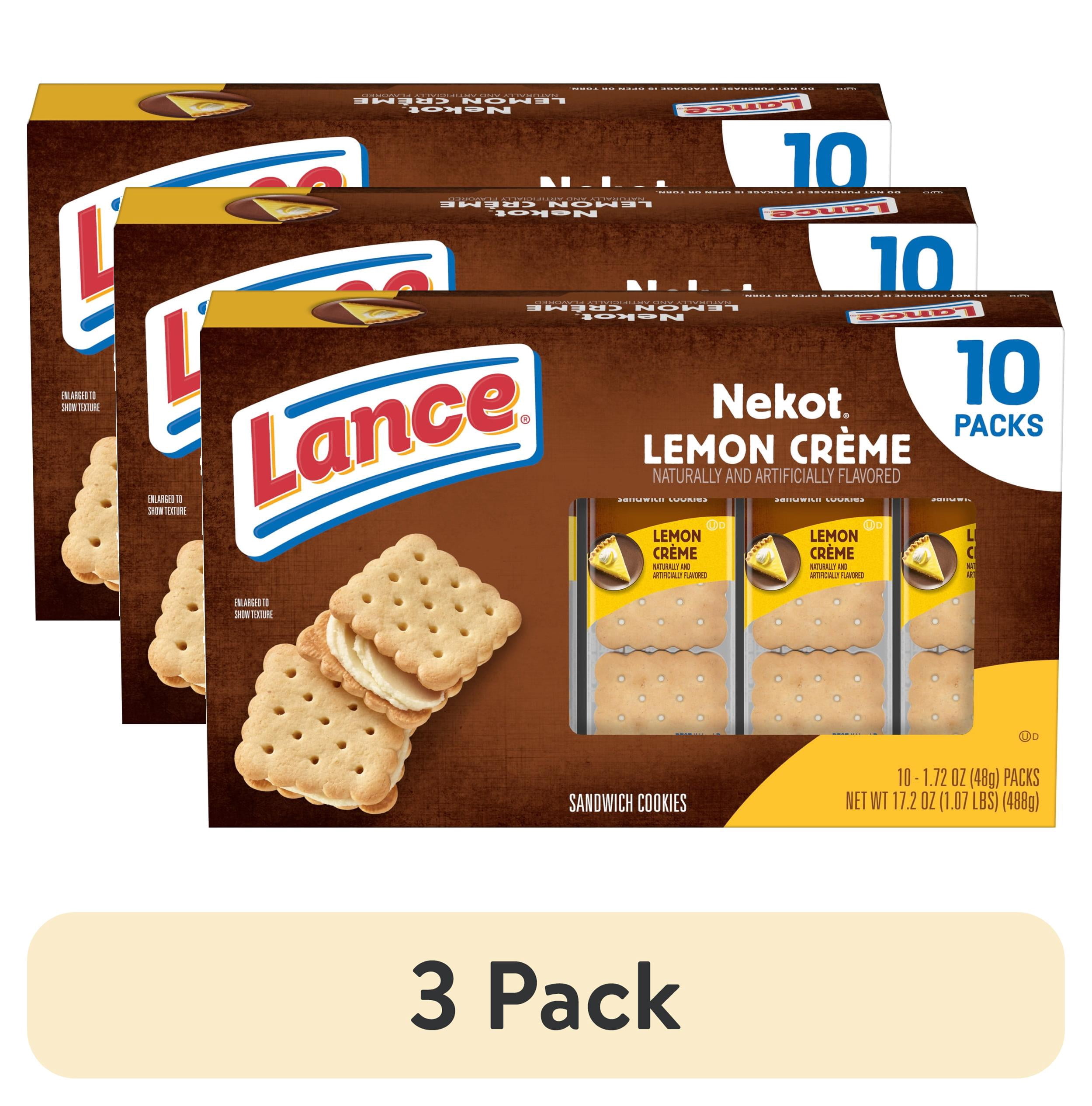 (3 pack) Lance Sandwich Cookies, Nekot Lemon Creme, 10 Individually ...