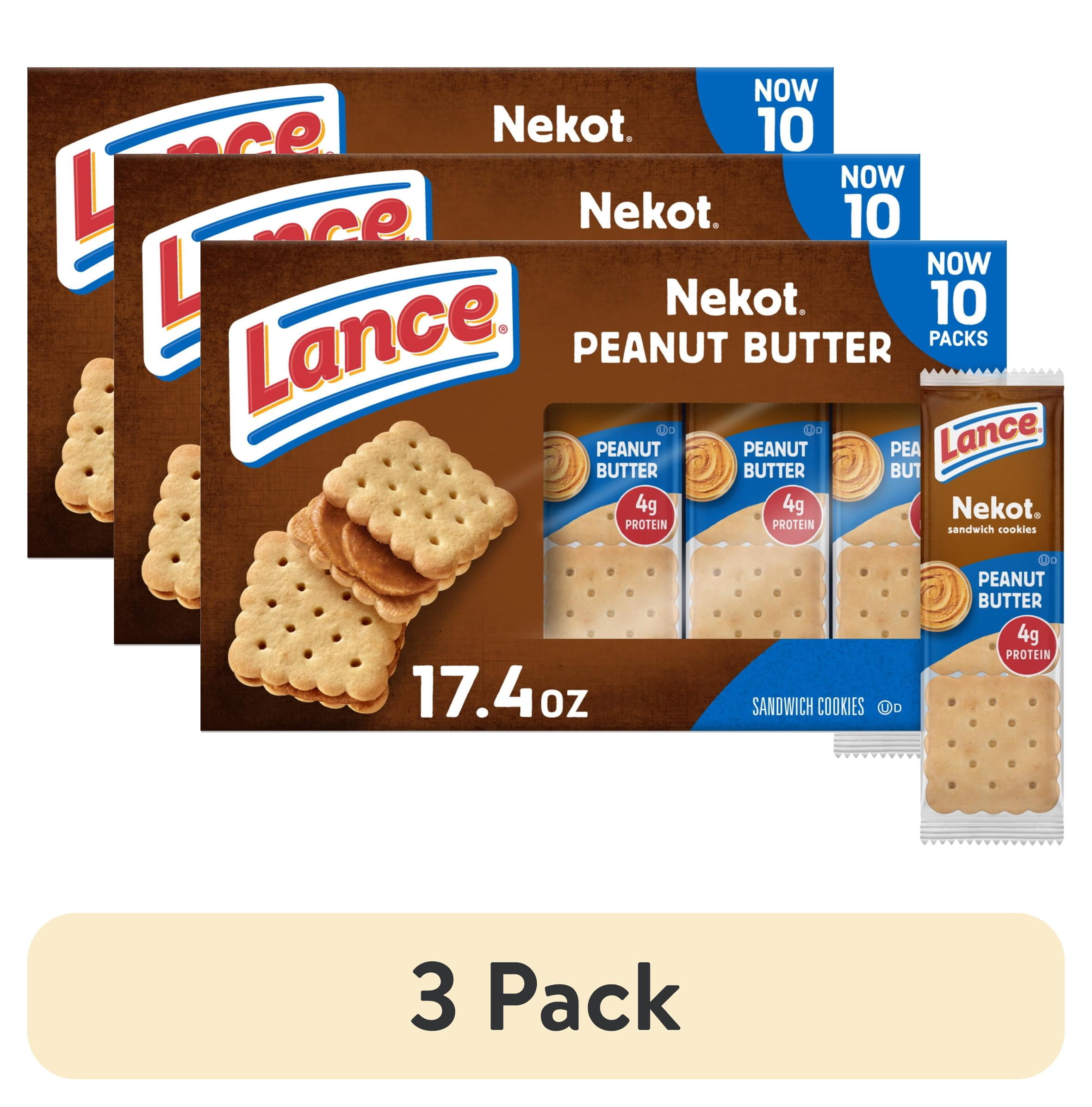 (3 pack) Lance Sandwich Cookies, Nekot Peanut Butter, 10 Individually ...