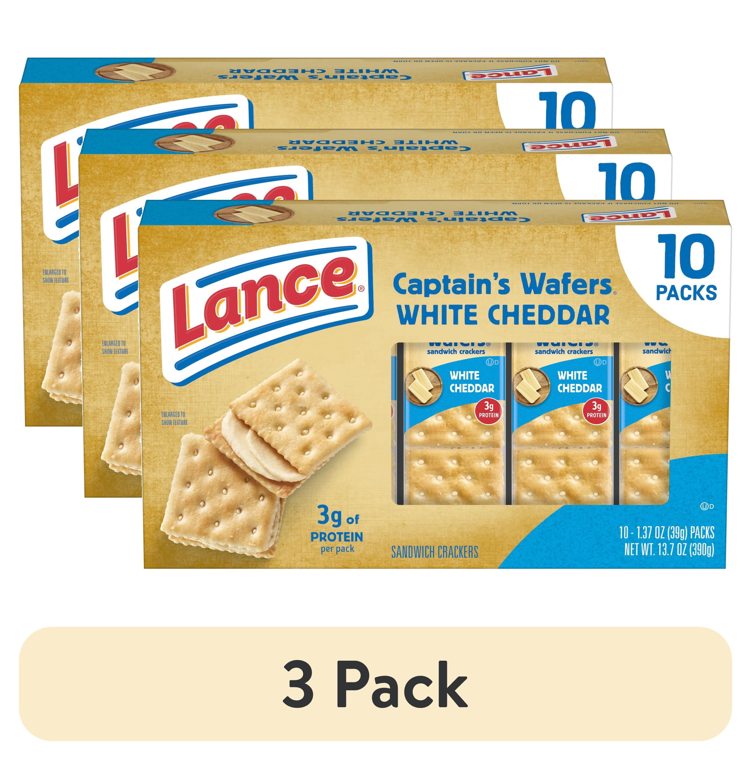 (3 pack) Lance Sandwich Crackers, Captain's Wafers White Cheddar, 10 ...