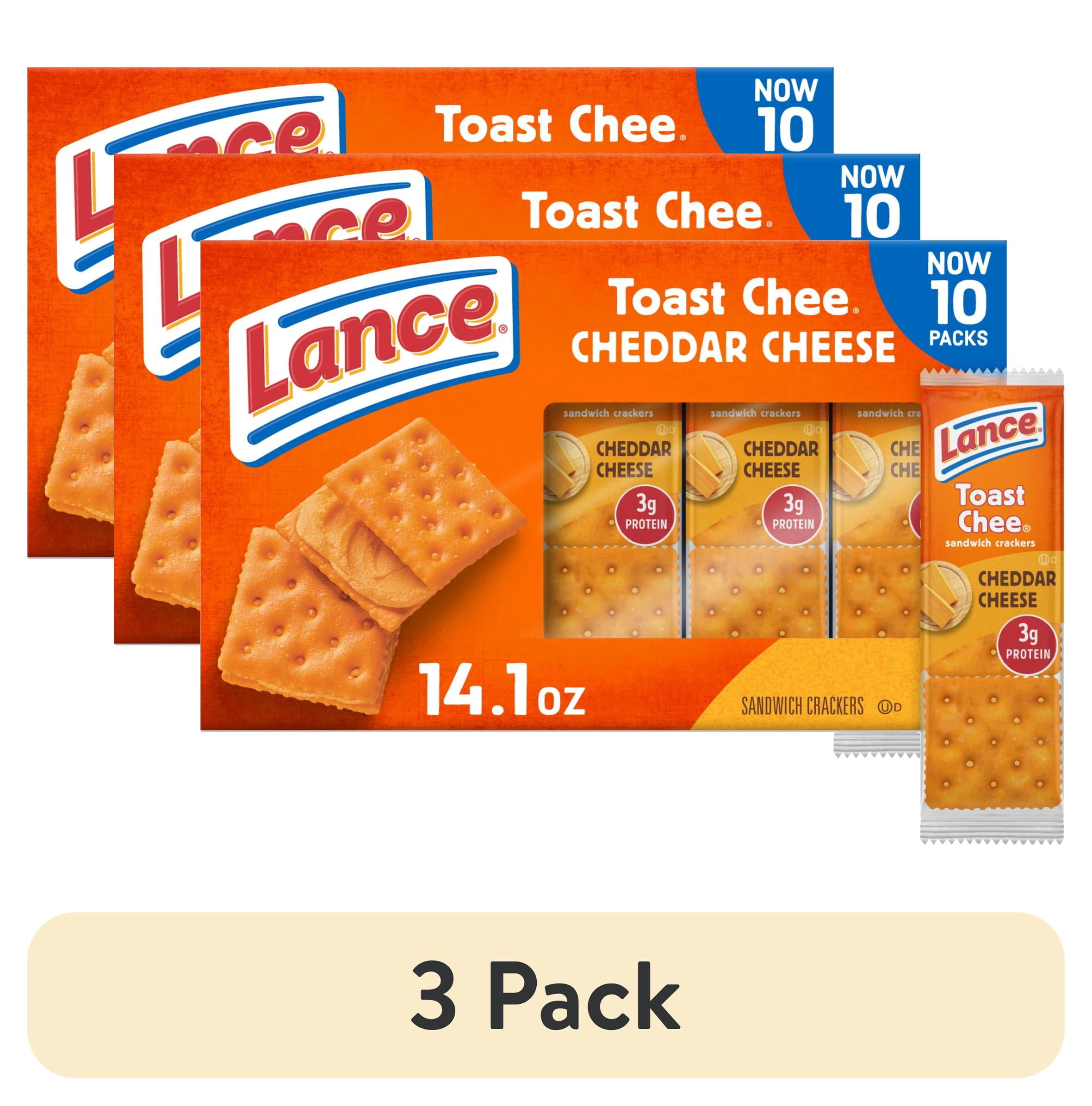 (3 pack) Lance Sandwich Crackers, ToastChee Cheddar, 10 Individually ...