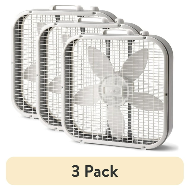 (3 pack) Lasko 20" Classic Box Fan with Weather-Resistant Motor, 3 Speeds, 22.5" H, White ...