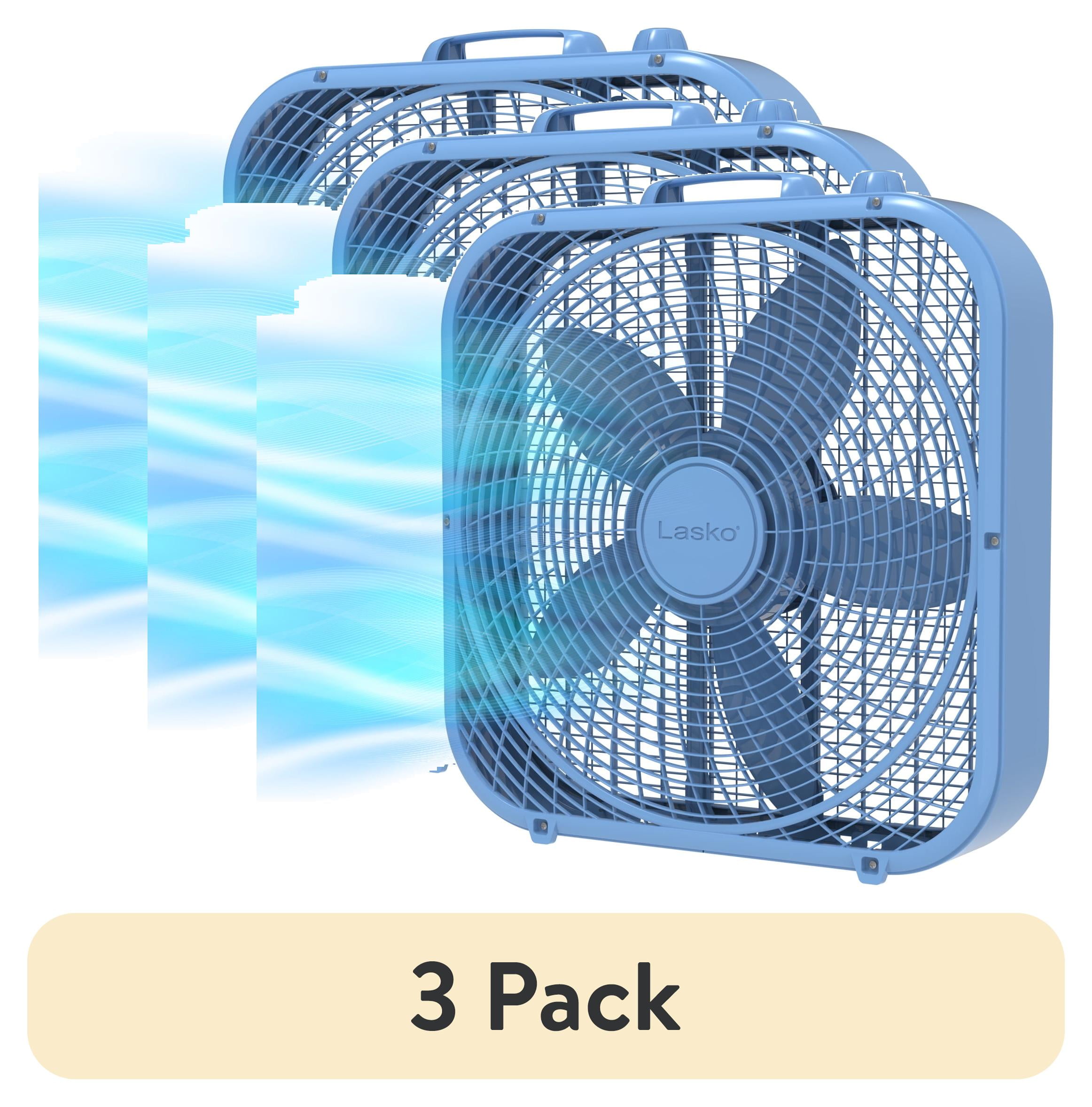 (3 pack) Lasko 20" Cool Colors 3-Speed Box Fan with Weather-Resistant ...