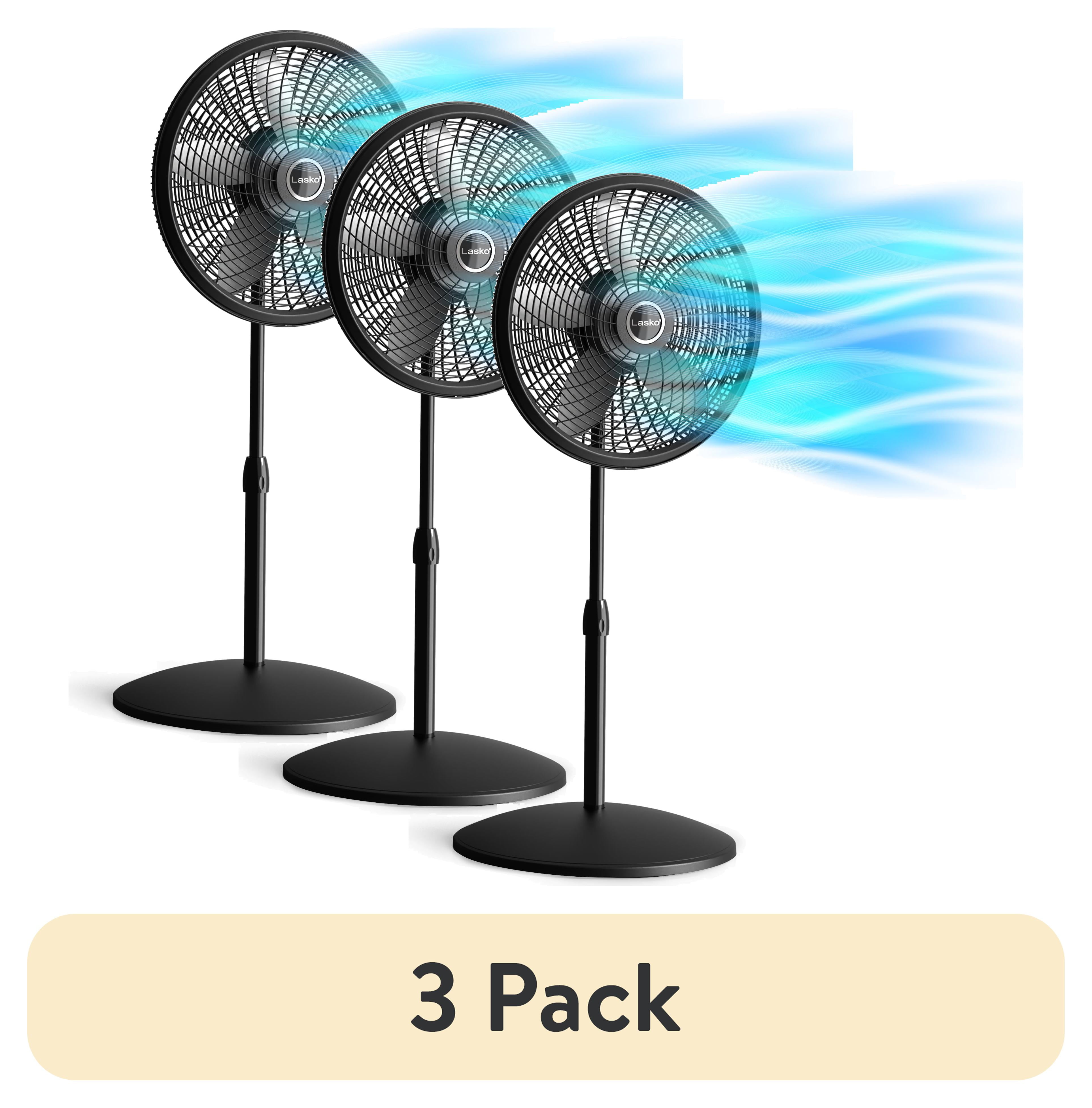 (3 pack) Lasko Cyclone 18" Adjustable 3-Speed Pedestal Fan Black ...