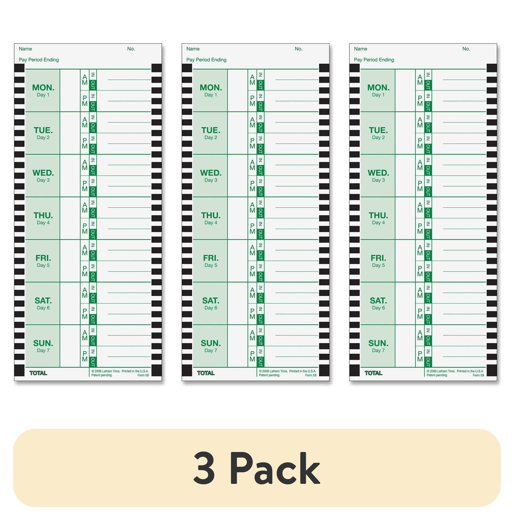 (3 pack) Lathem Thermal Time Clock Weekly Attendance Cards - Walmart.com