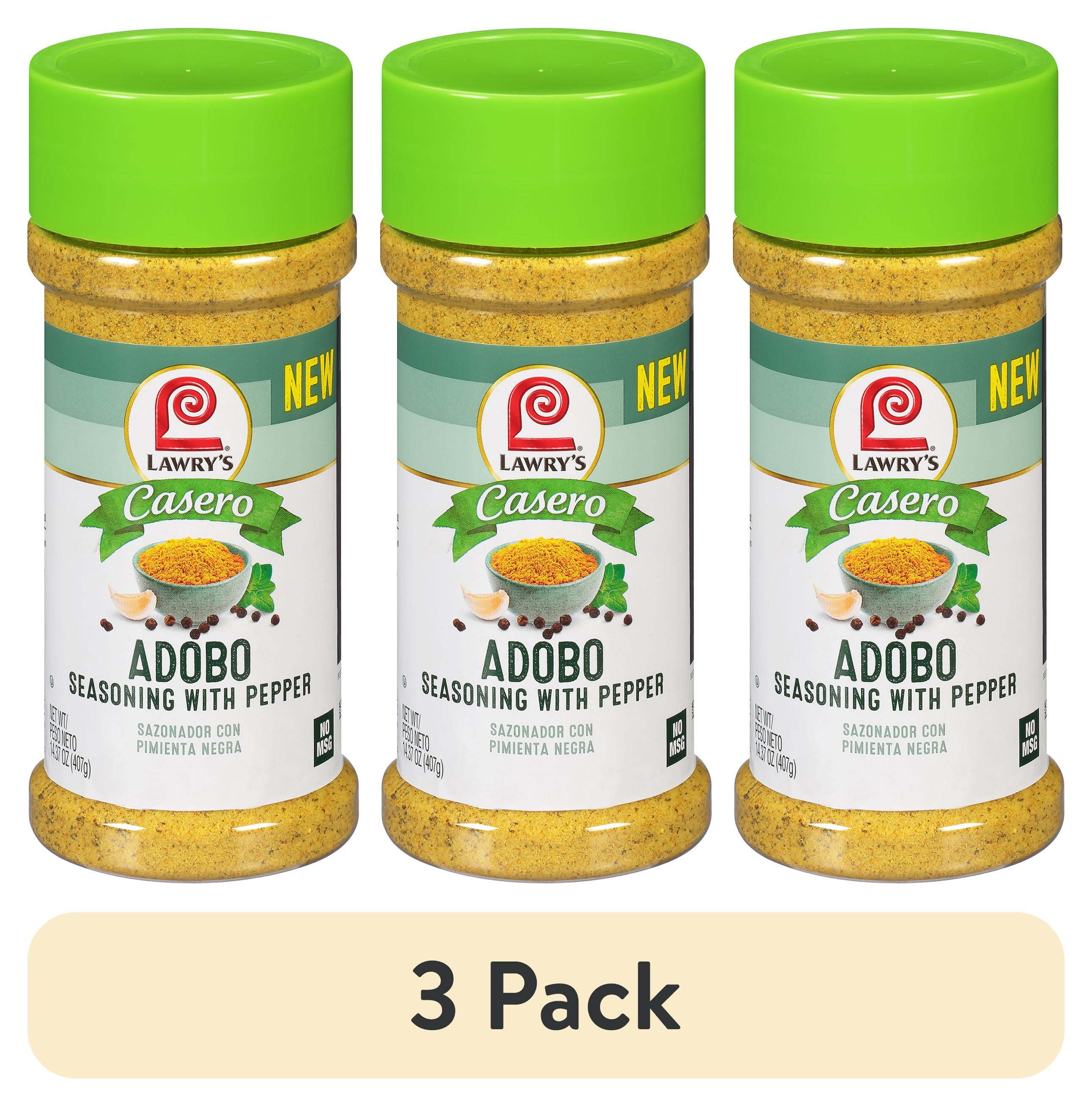 (3 pack) Lawry's Casero Kosher Adobo with Pepper, 14.37 oz Bottle ...