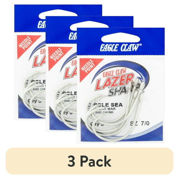 (3 pack) Lazer Sharp L197GH-7/0 Circle Sea Fish Hook, Sea Guard, Size 7 ...