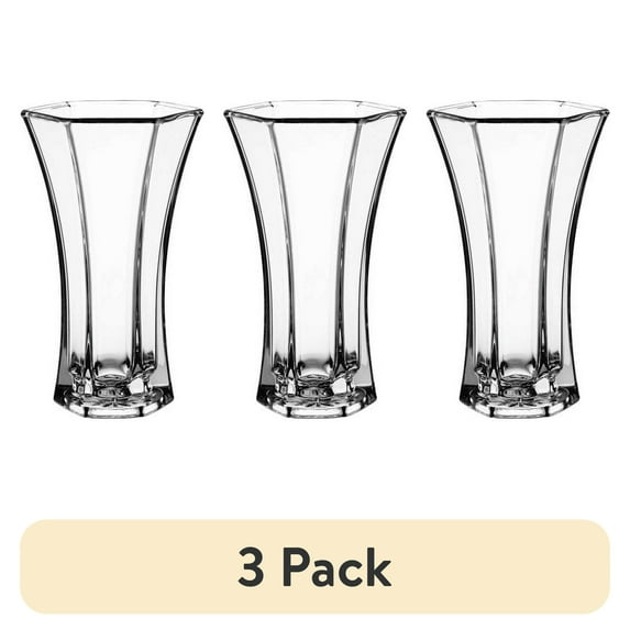 (3 pack) Libbey Clear Glass 9" Paneled Rose Floral Vase - Walmart.com