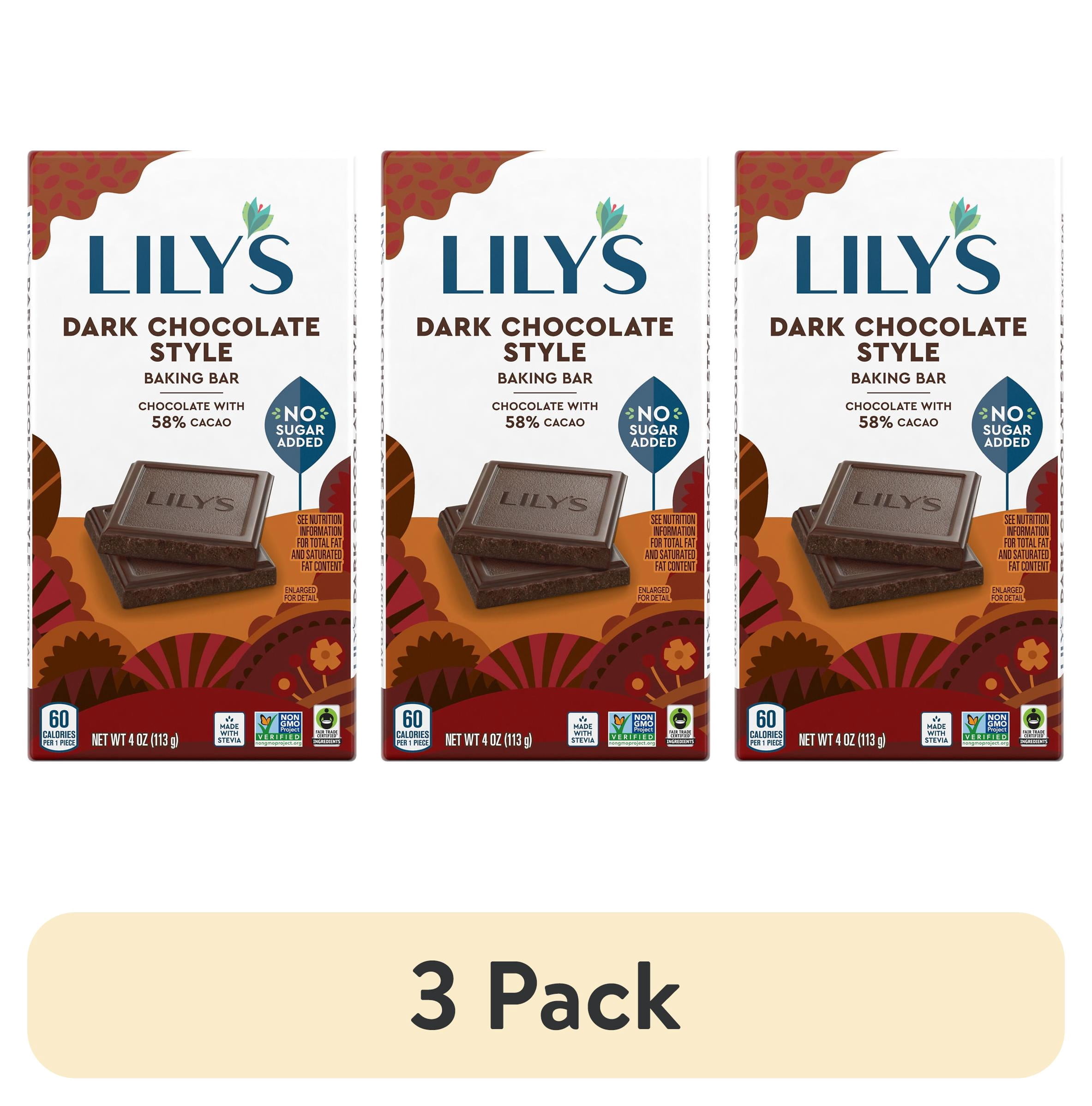 Lilys Dark Chocolate Baking Bars - No Sugar, 3 Pack - Walmart Business ...