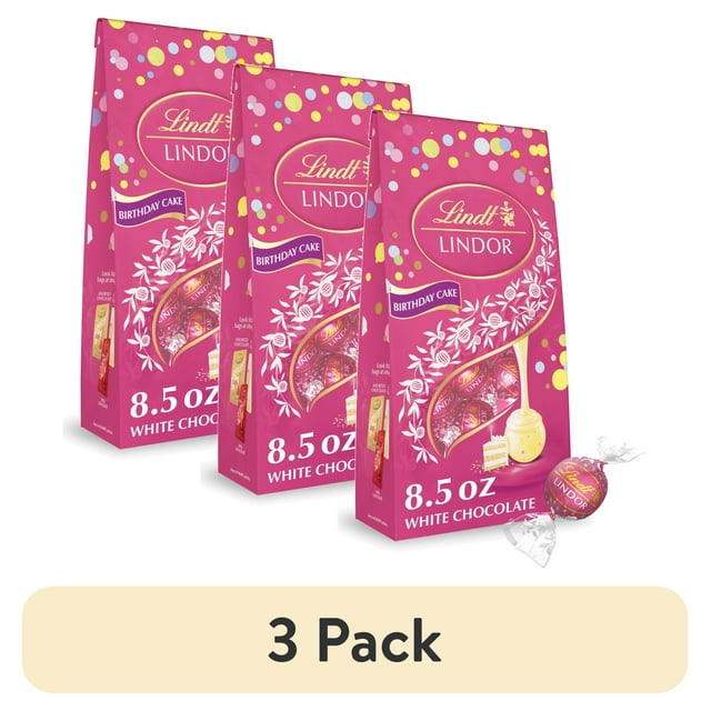 (3 pack) Lindt LINDOR Birthday Cake White Chocolate Candy Truffles, 8.5 ...