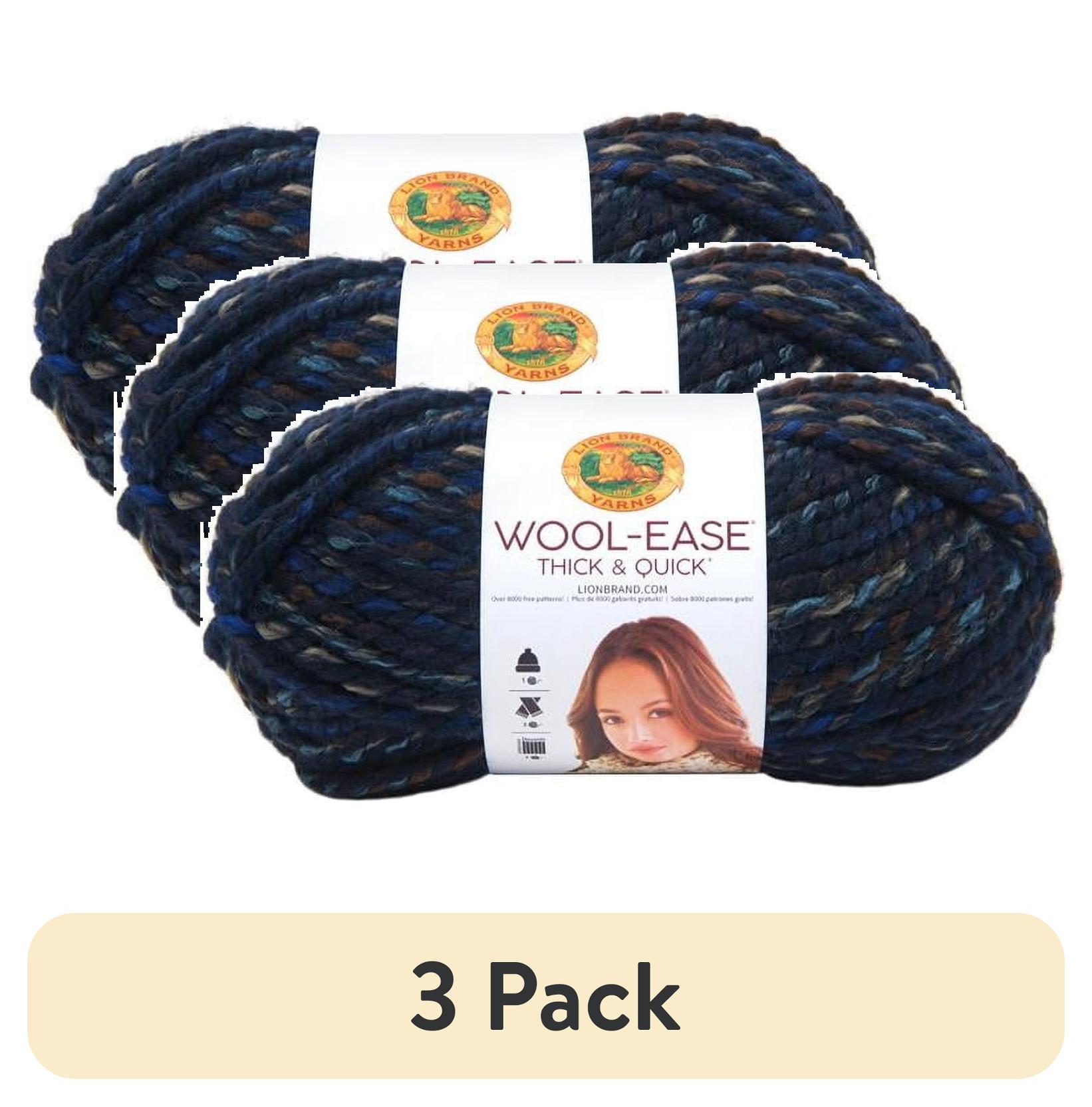 (3 pack) Lion Brand 640-540 Wool-Ease Thick & Quick Yarn, Night Shadow ...