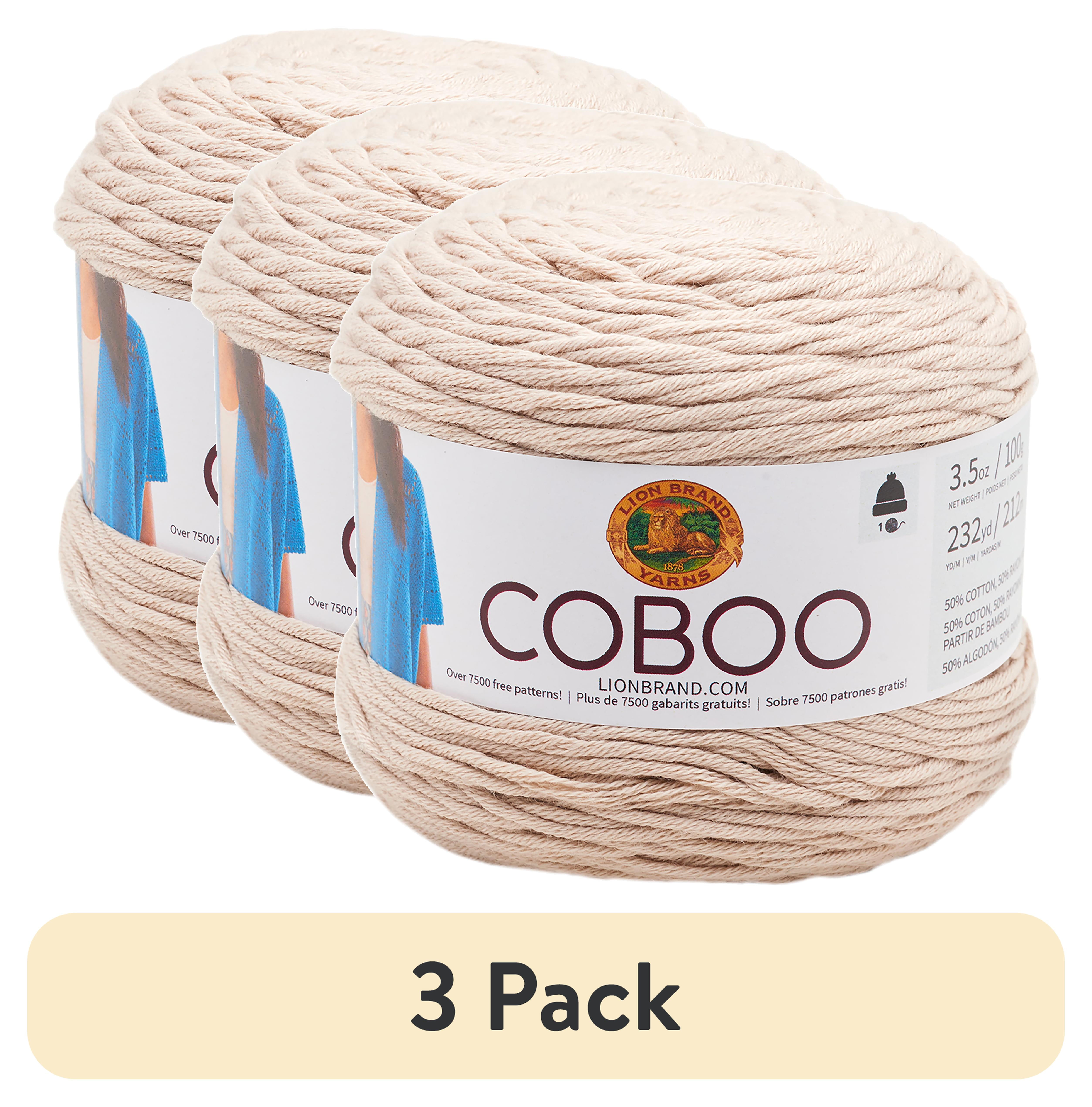 (3 pack) Lion Brand Coboo Yarn-Tan - Walmart.com