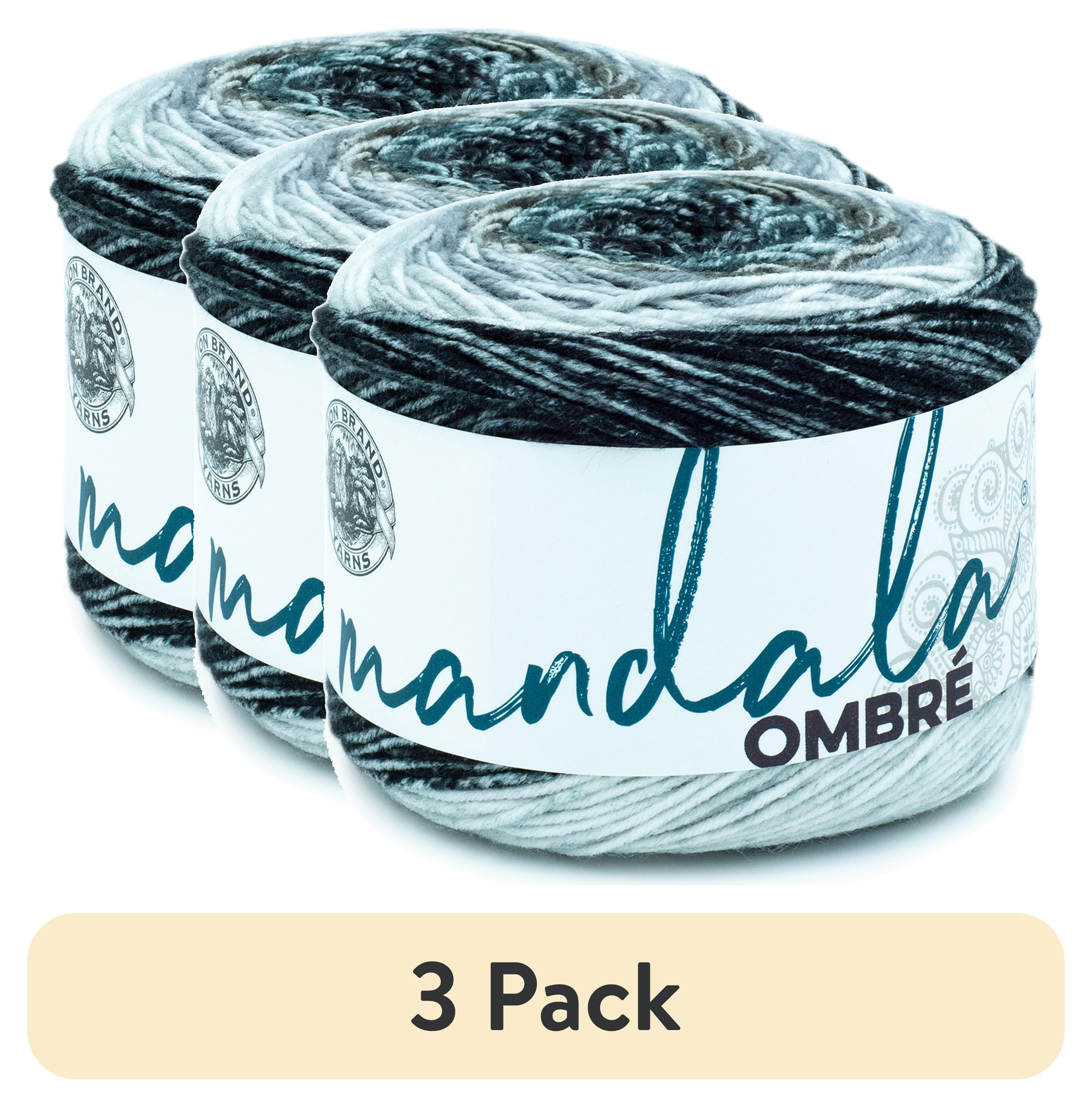 (3 pack) Lion Brand Yarn Mandala Ombre Cool Ombre Cake Medium Acrylic ...