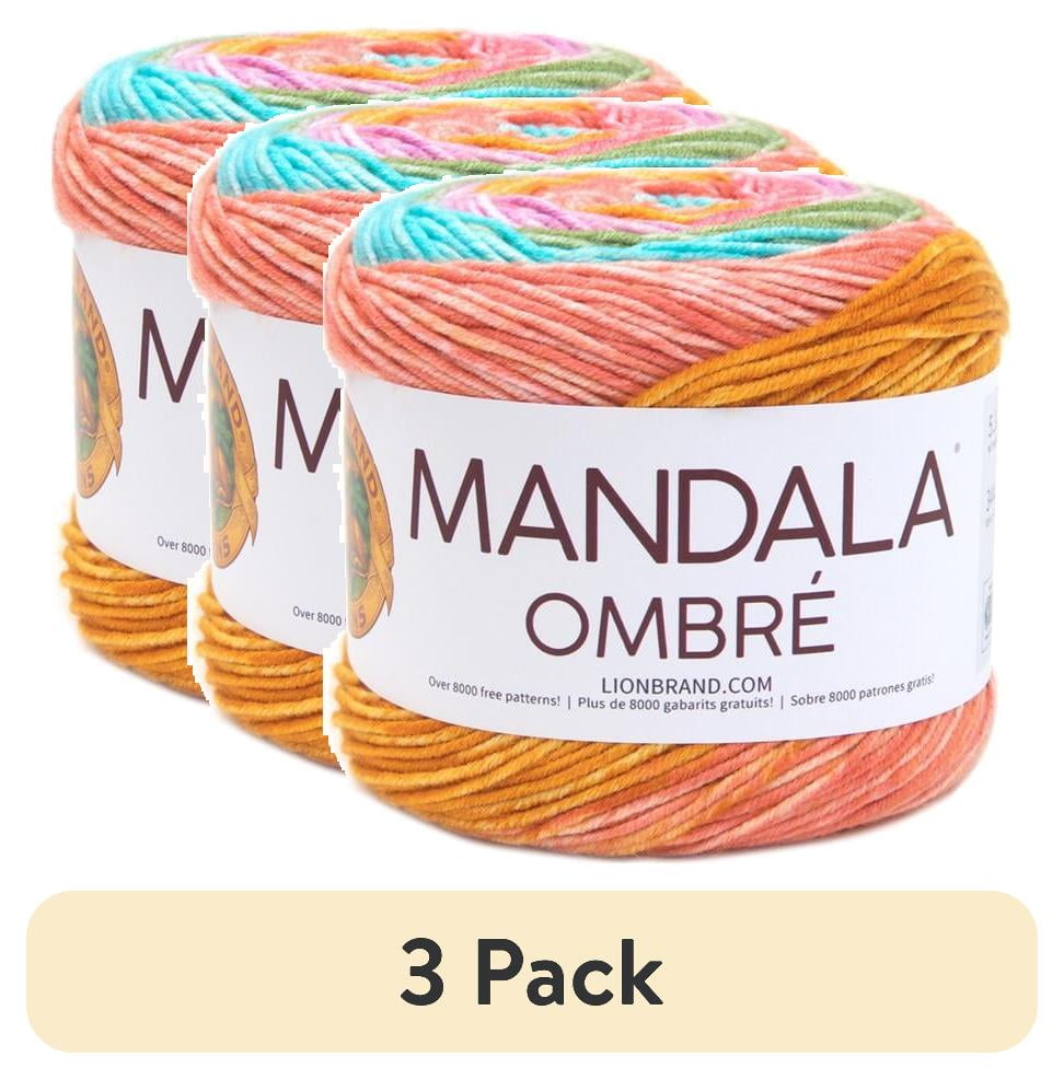 (3 pack) Lion Brand Yarn Mandala Ombre Tranquil Ombre Cake Medium ...