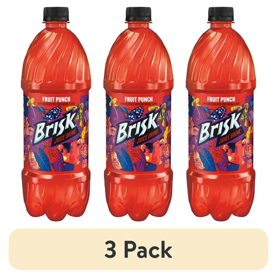 (3 pack) Lipton Brisk Fruit Punch Juice, 1 Liter, Bottle - Walmart.com