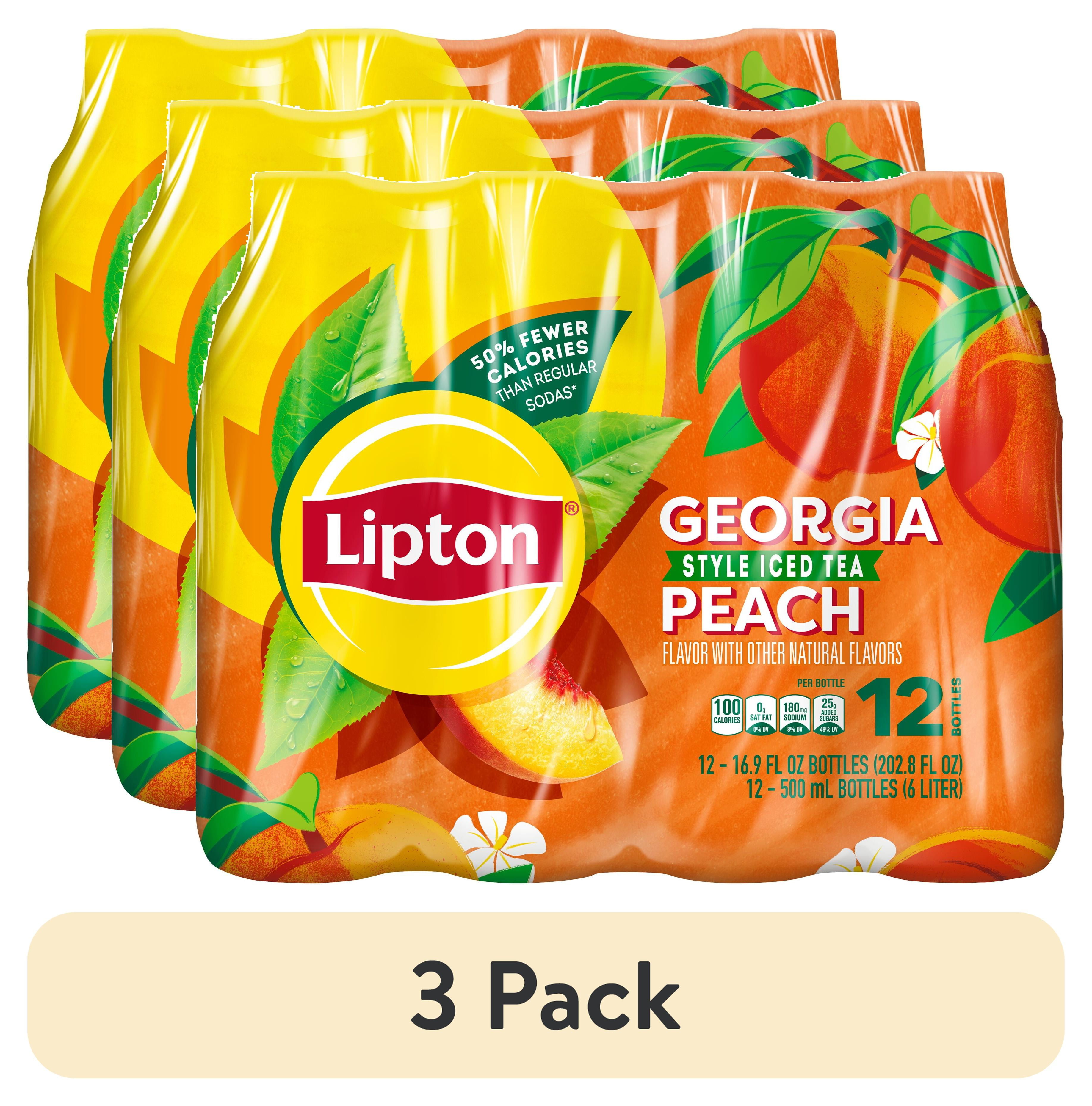 (3 pack) Lipton Peach Iced Tea, Bottled Tea Drink, 16.9 oz, 12 Pack ...