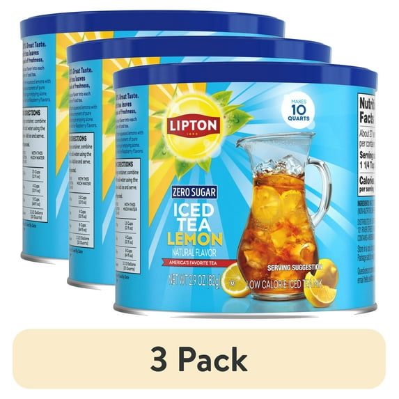 (3 pack) PR Lipton Zero Sugar Lemon Iced Tea Mix, 10 Quarts - Walmart.com