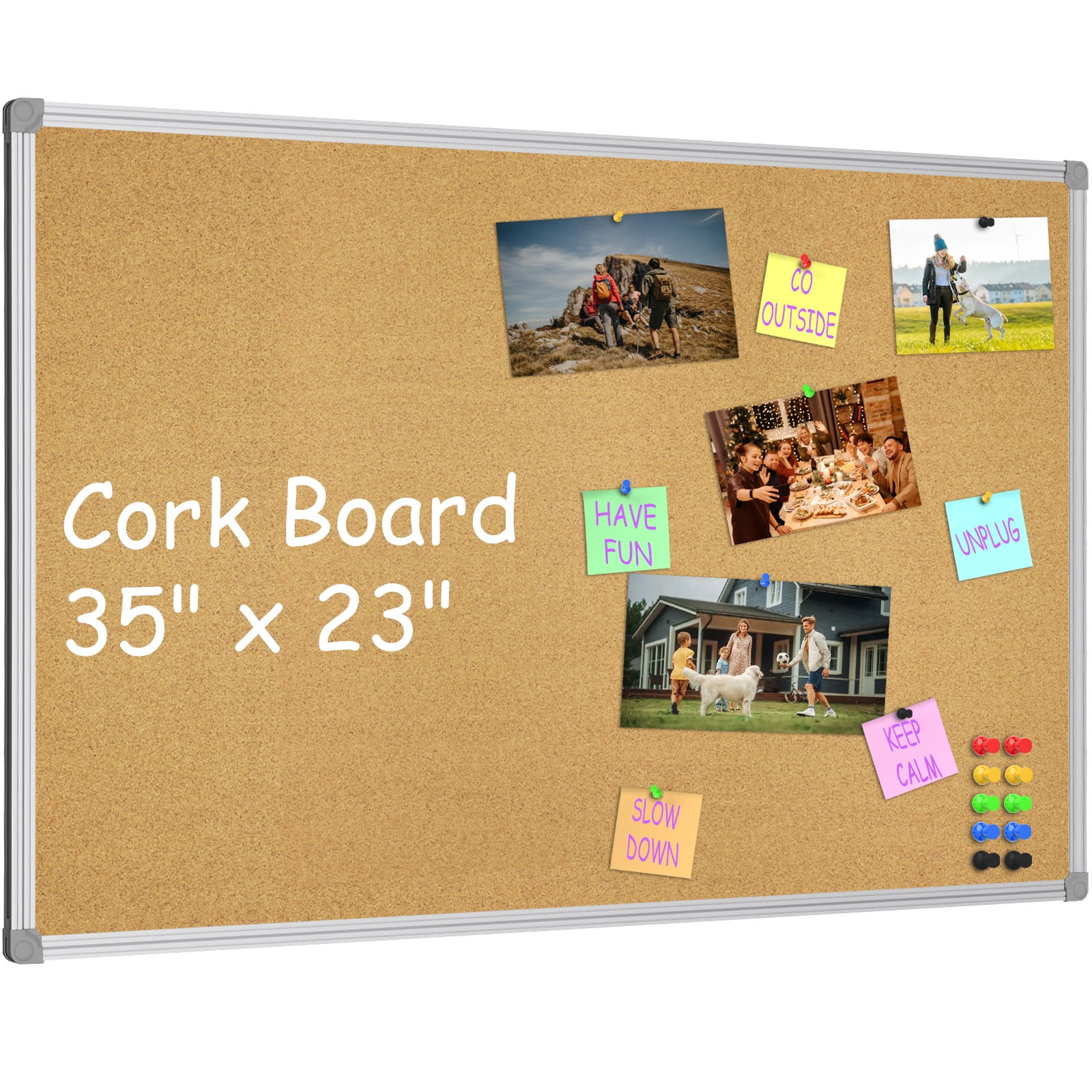 (3 pack) Lockways Cork Board 23" x 35" Thumb Tack Board for Wall Heavy ...