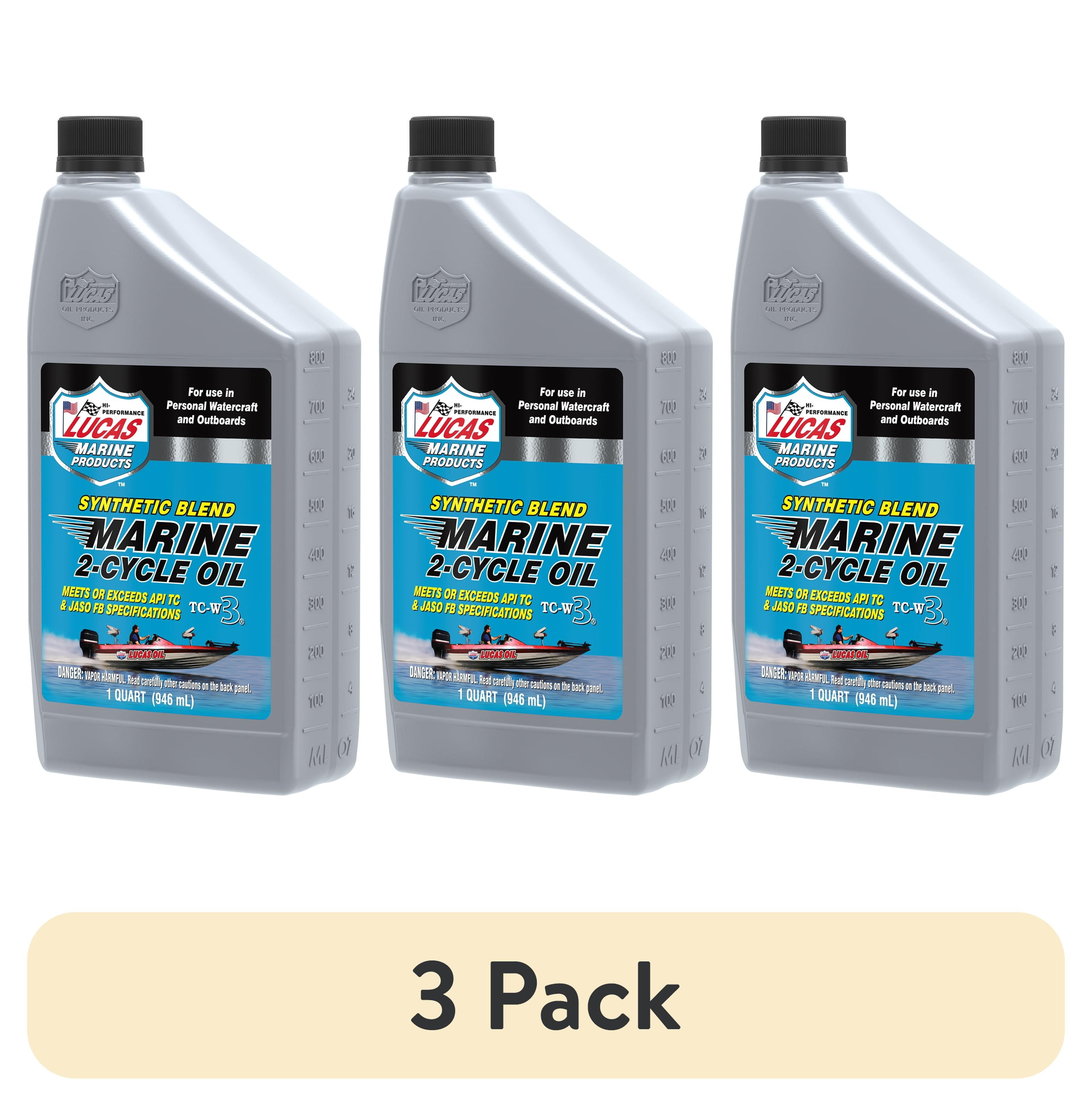 (3 pack) Lucas Synthetic Blend 2-Cycle Marine Motor Oil, 1 Quart ...