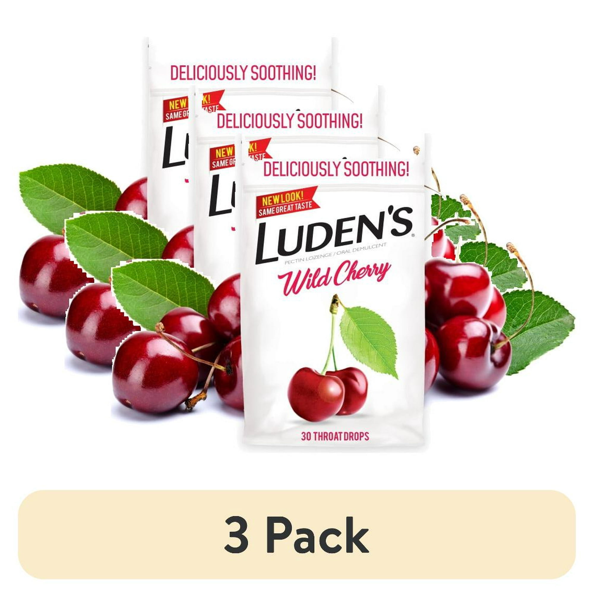 (3 pack) Luden's Wild Cherry Throat Drops | Deliciously Soothing | 30 Drops | 1 Bag - Walmart.com