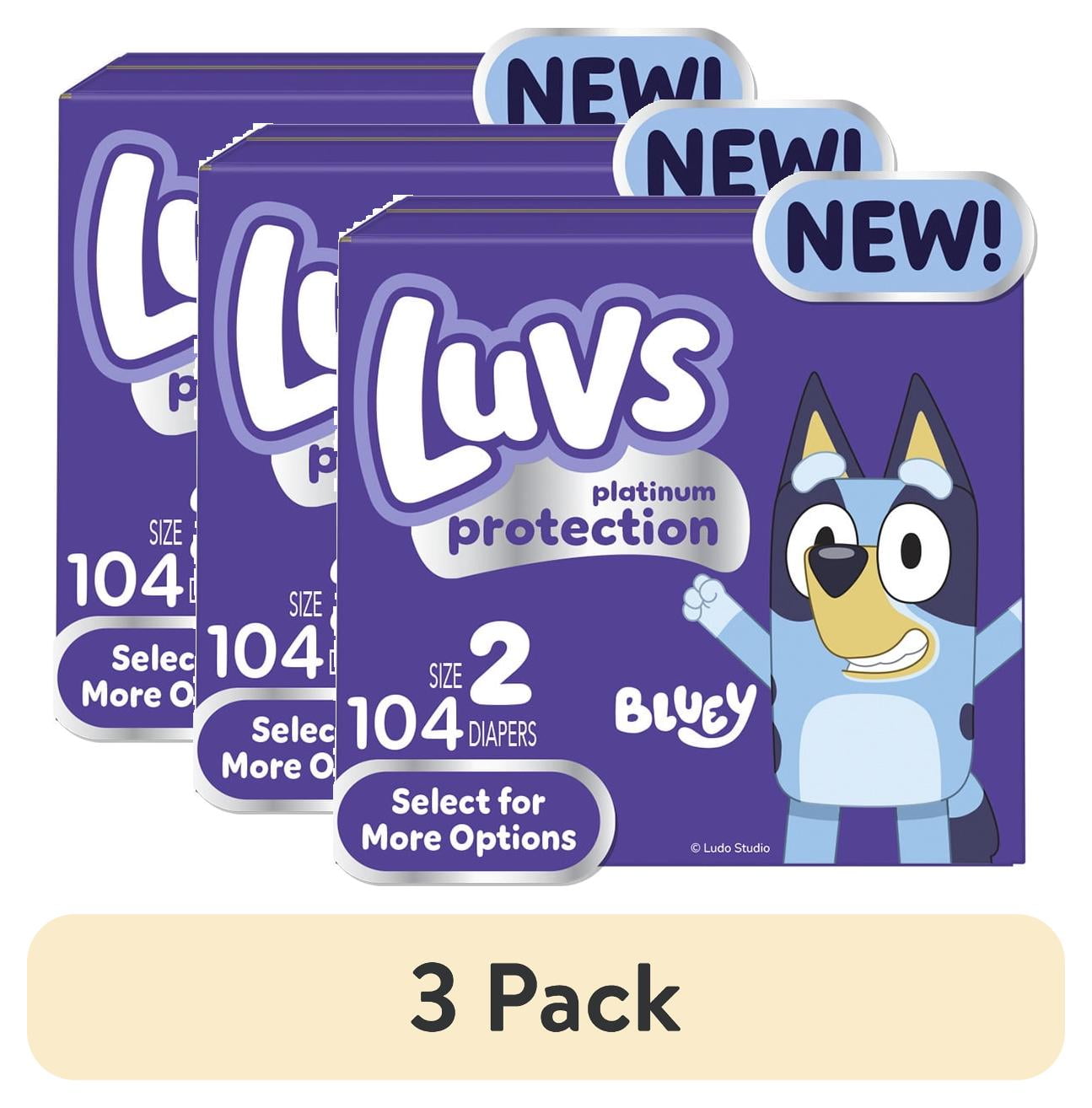 (3 pack) Luvs Platinum Protection Baby Diapers Size 2, 104 Count ...