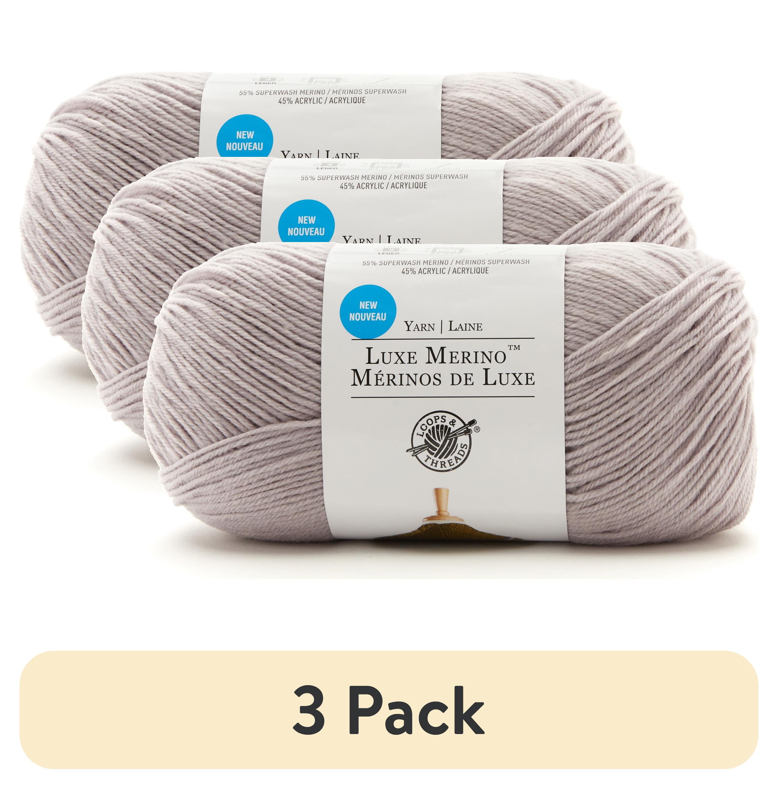 (3 pack) Luxe Merino Solid Yarn by Loops & Threads - Yarn for Knitting ...