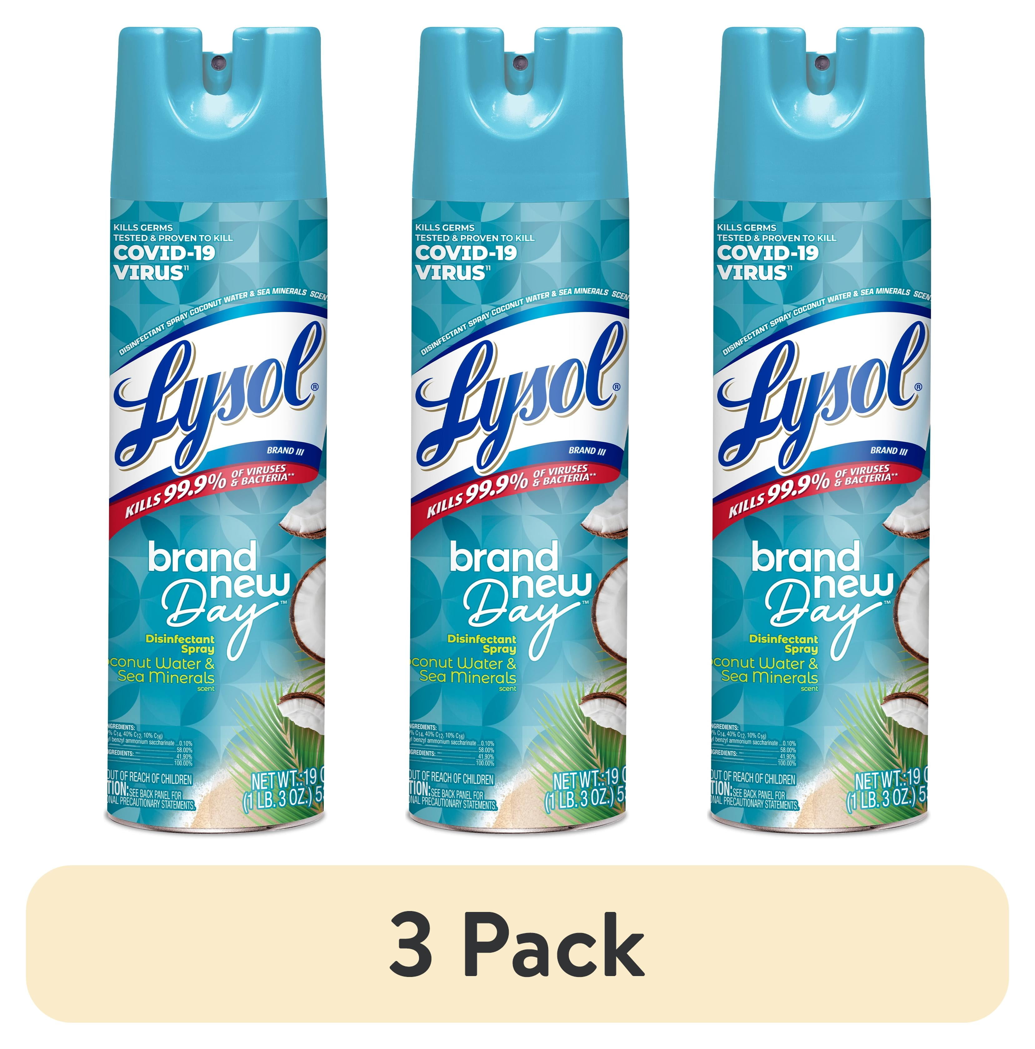 (3 pack) Lysol Disinfectant Spray, Brand New Day Coconut Water & Sea Minerals , 19 oz. - Walmart.com