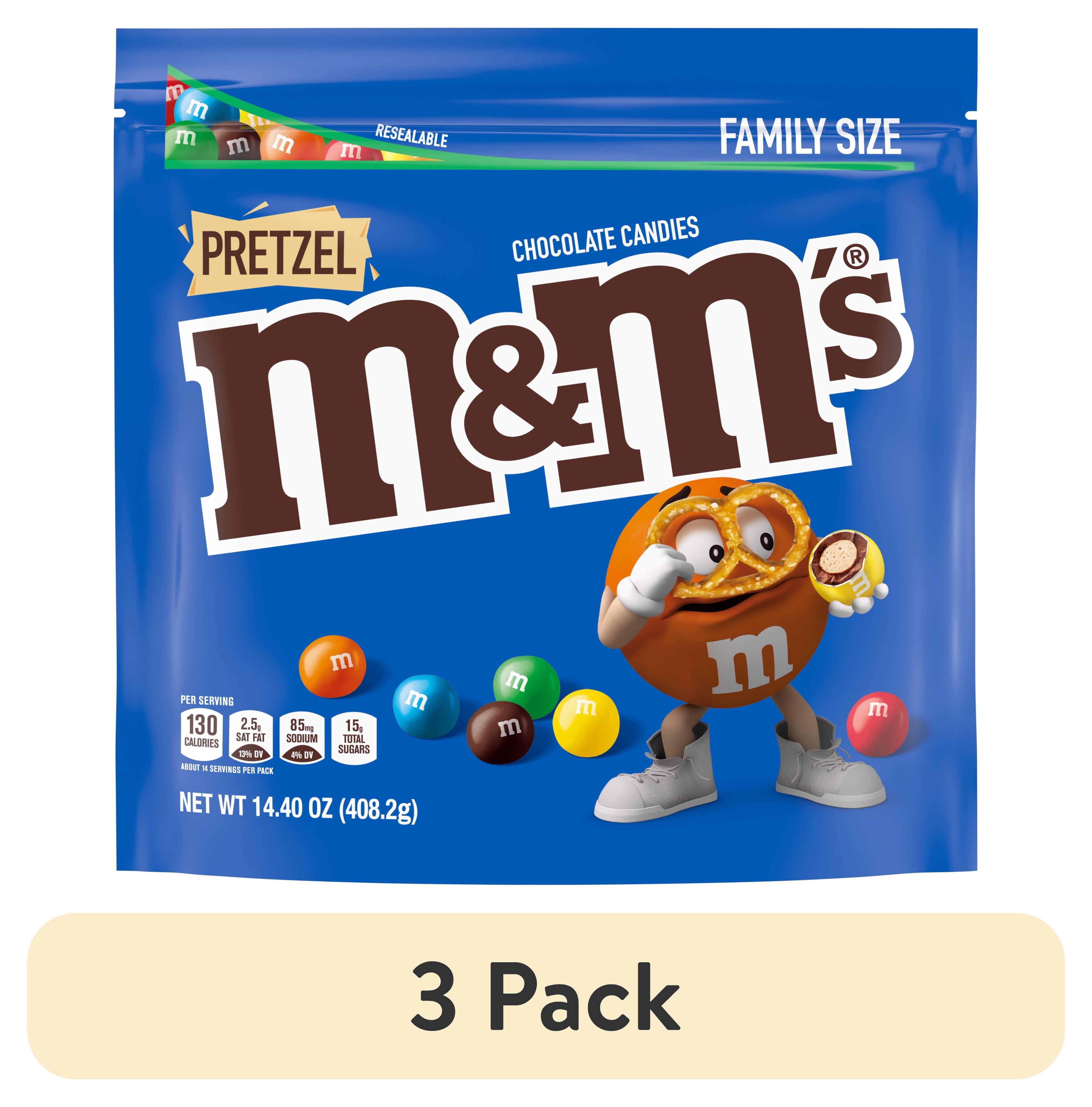 (3 pack) M&M's Pretzel Milk Chocolate Candy, Family Size - 14.4 oz Bag ...
