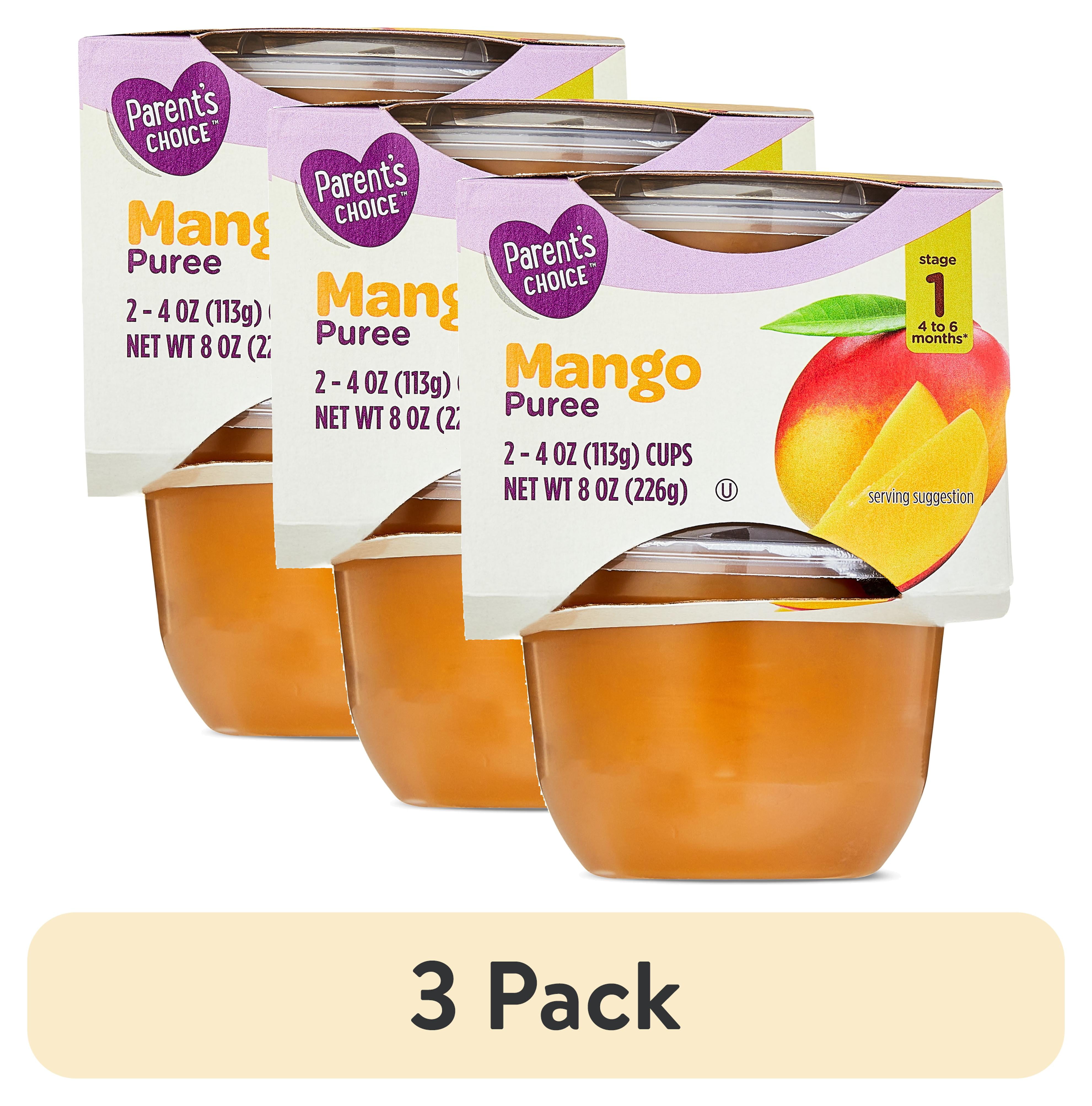 (3 pack) Parent's Choice Stage 1 Baby Food, Mango Puree, 4 oz Cups (2 ...