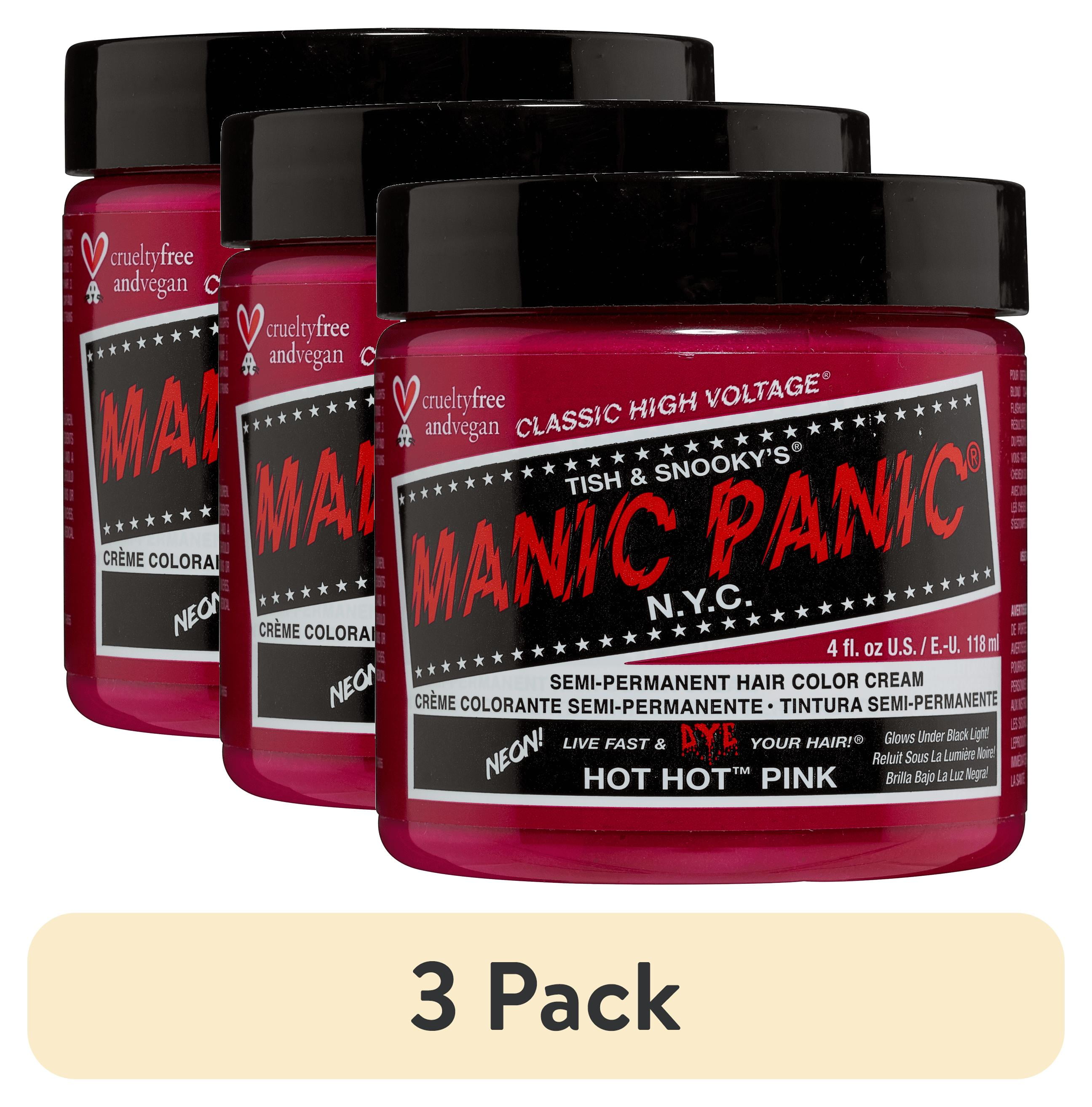 (3 pack) MANIC PANIC HOT HOT PINK High Voltage Semi-Permanent Hair Color, 4 fl oz - Walmart.com