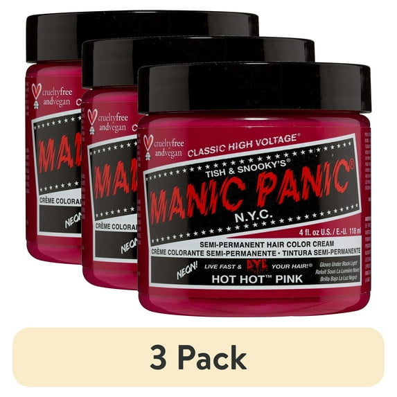 (3 pack) MANIC PANIC HOT HOT PINK High Voltage Semi-Permanent Hair ...