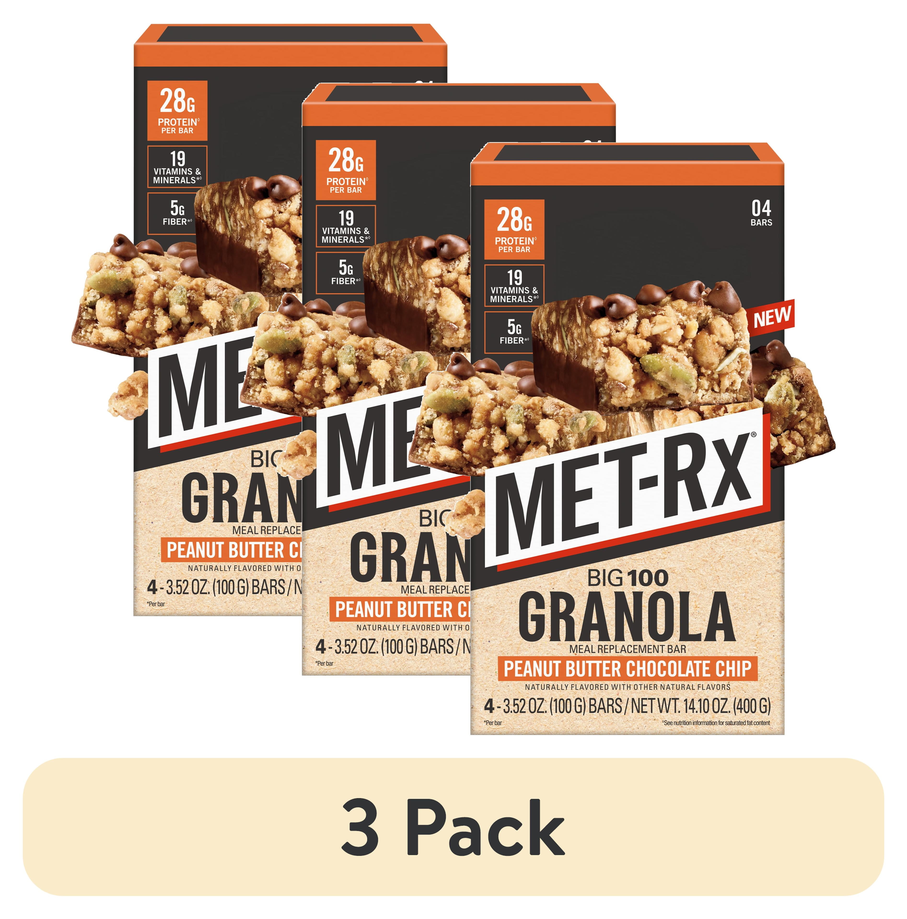 (3 pack) MET-Rx Big 100 Protein Bars, Granola Peanut Butter Meal ...