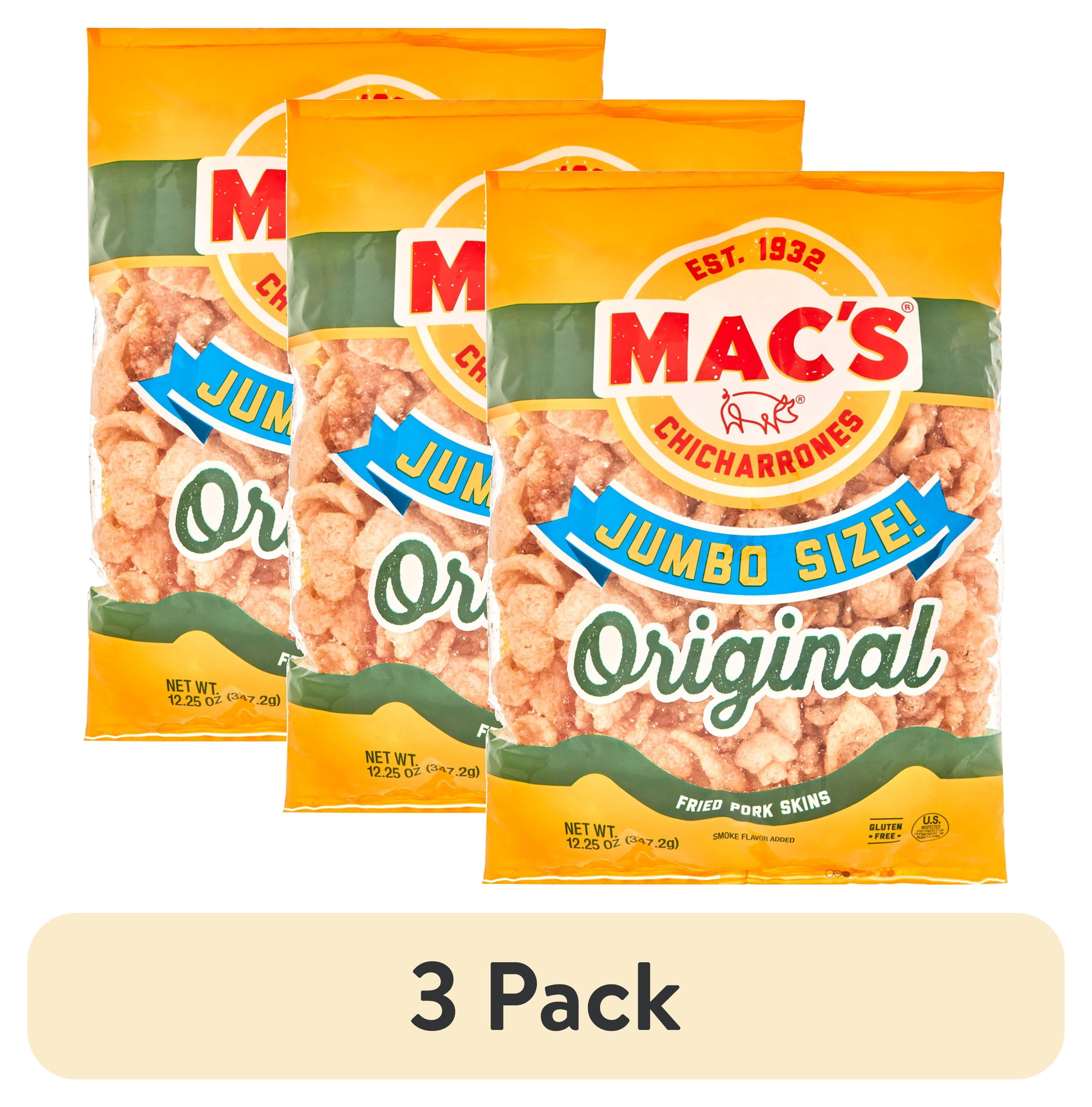 (3 pack) Mac's Original Crispy Chicharrones Fried Pork Rinds, Pork ...