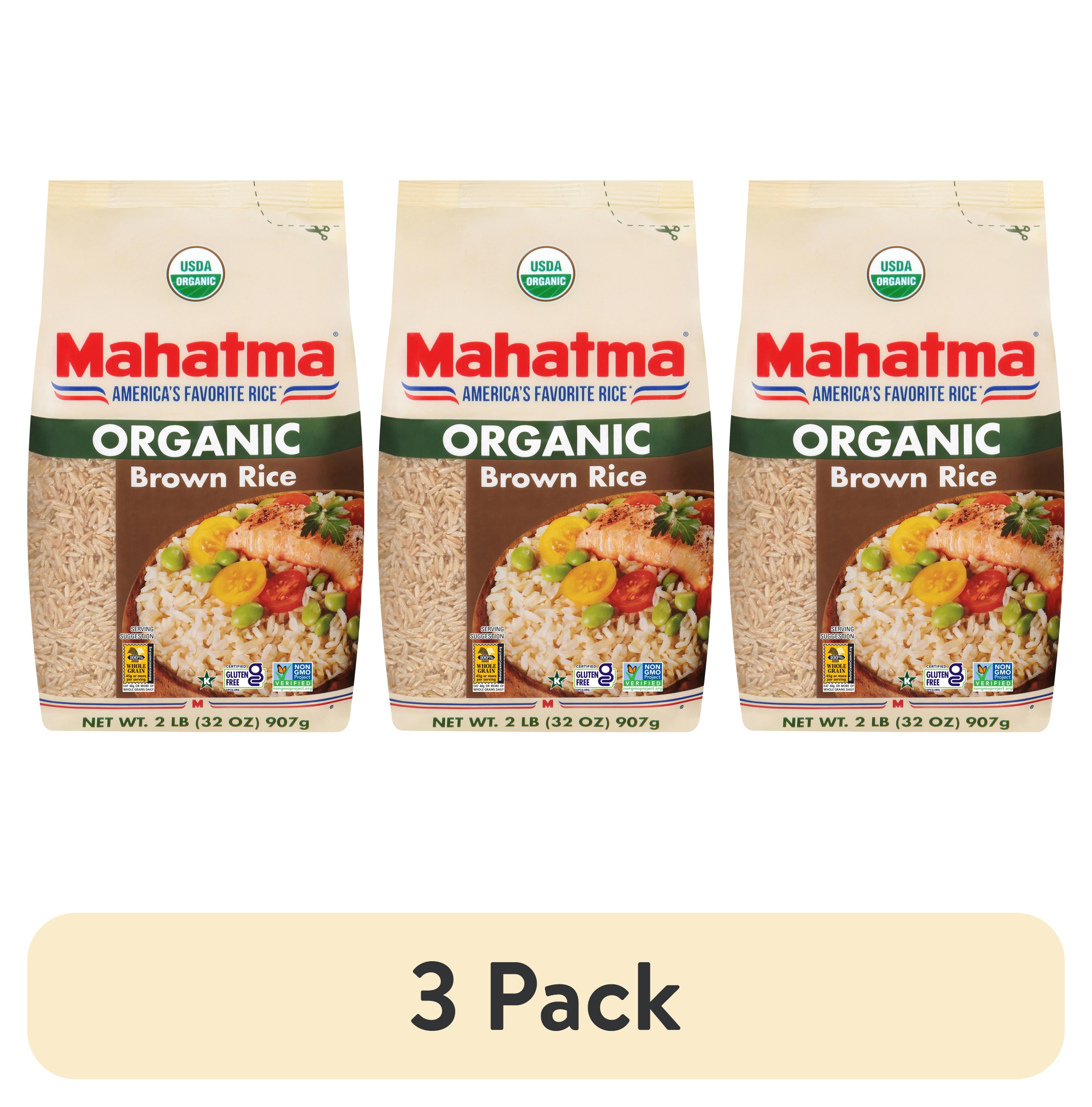 (3 pack) Mahatma Organic 100% Whole Grain Brown Rice 2 lb Bag - Walmart.com