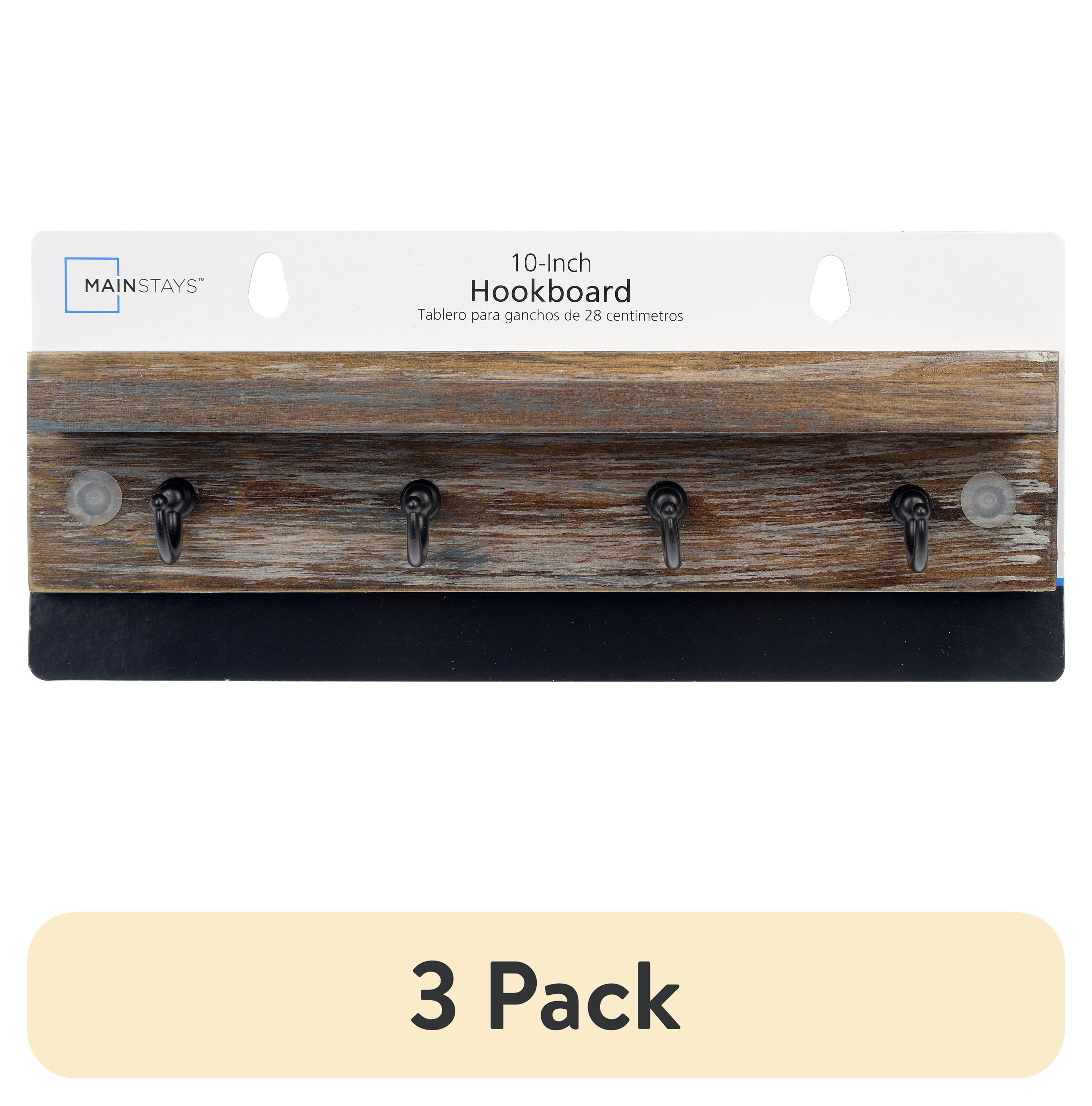(3 pack) Mainstays 10 Inch Wooden Hookboard with Shelf, 4 Metal Hooks ...