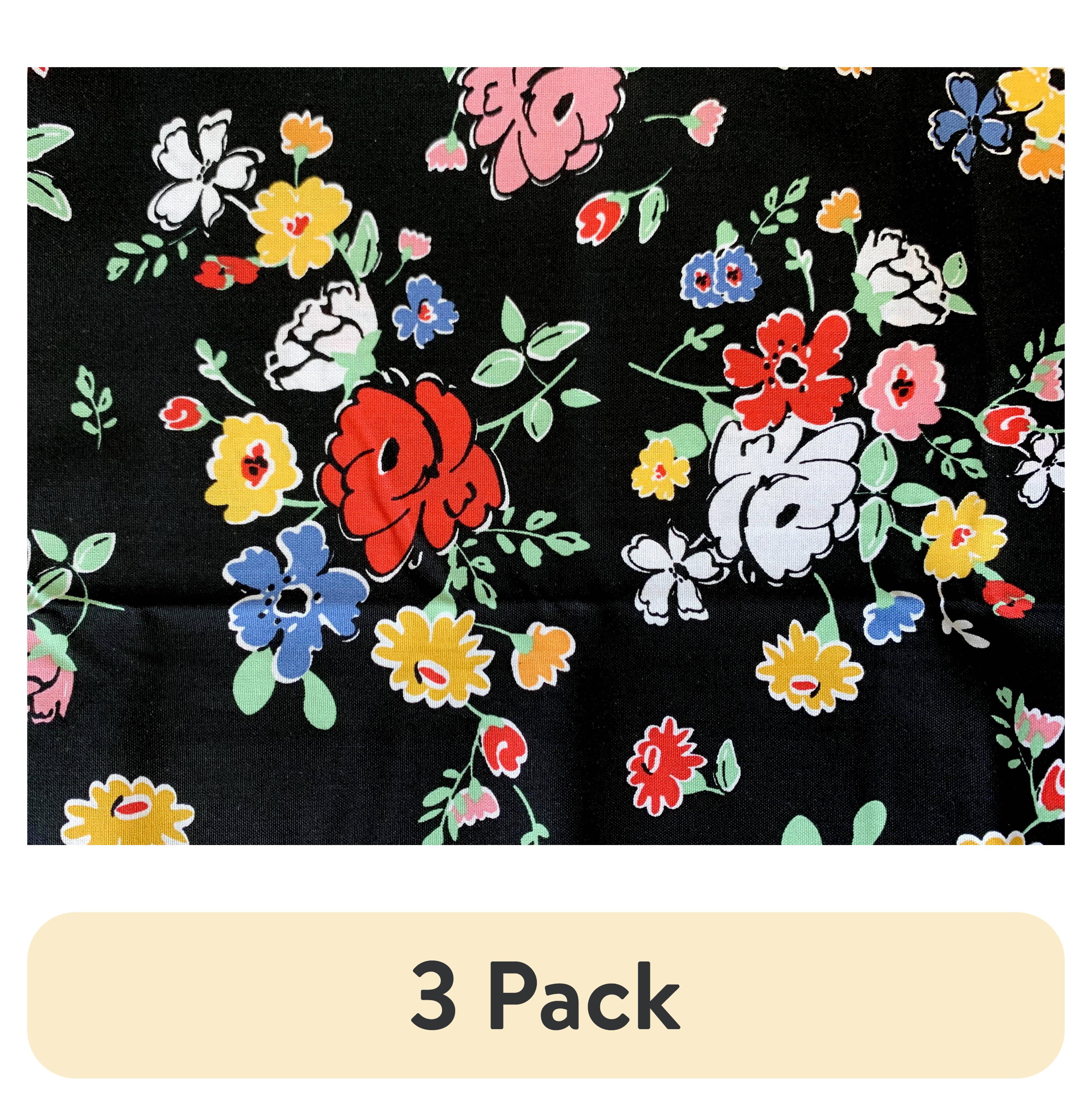 (3 pack) Mainstays 100% Cotton 1 Yard Precut Fabric Multi-color Black ...