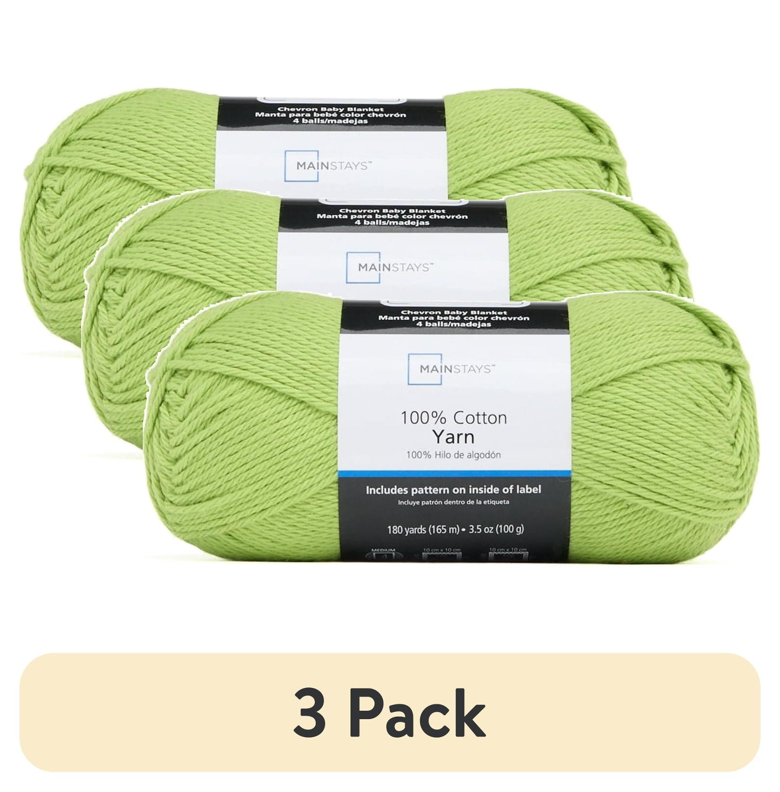 (3 pack) Mainstays 100% Cotton Yarn - Lime Green - 3.5oz 180yds - 4 ...