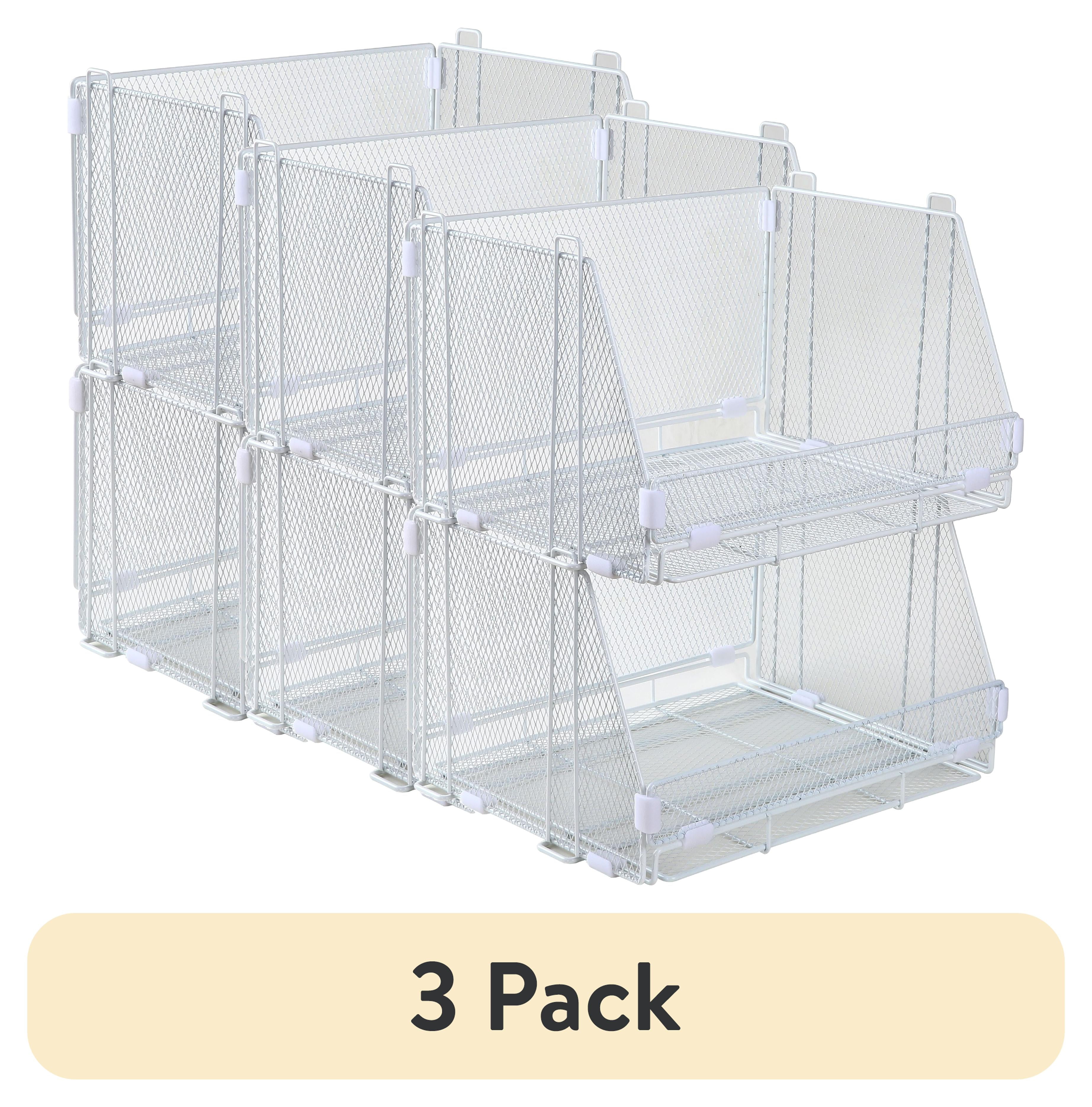 (3 pack) Mainstays 2-Pack Stacking & Folding Baskets, White, with Clip ...