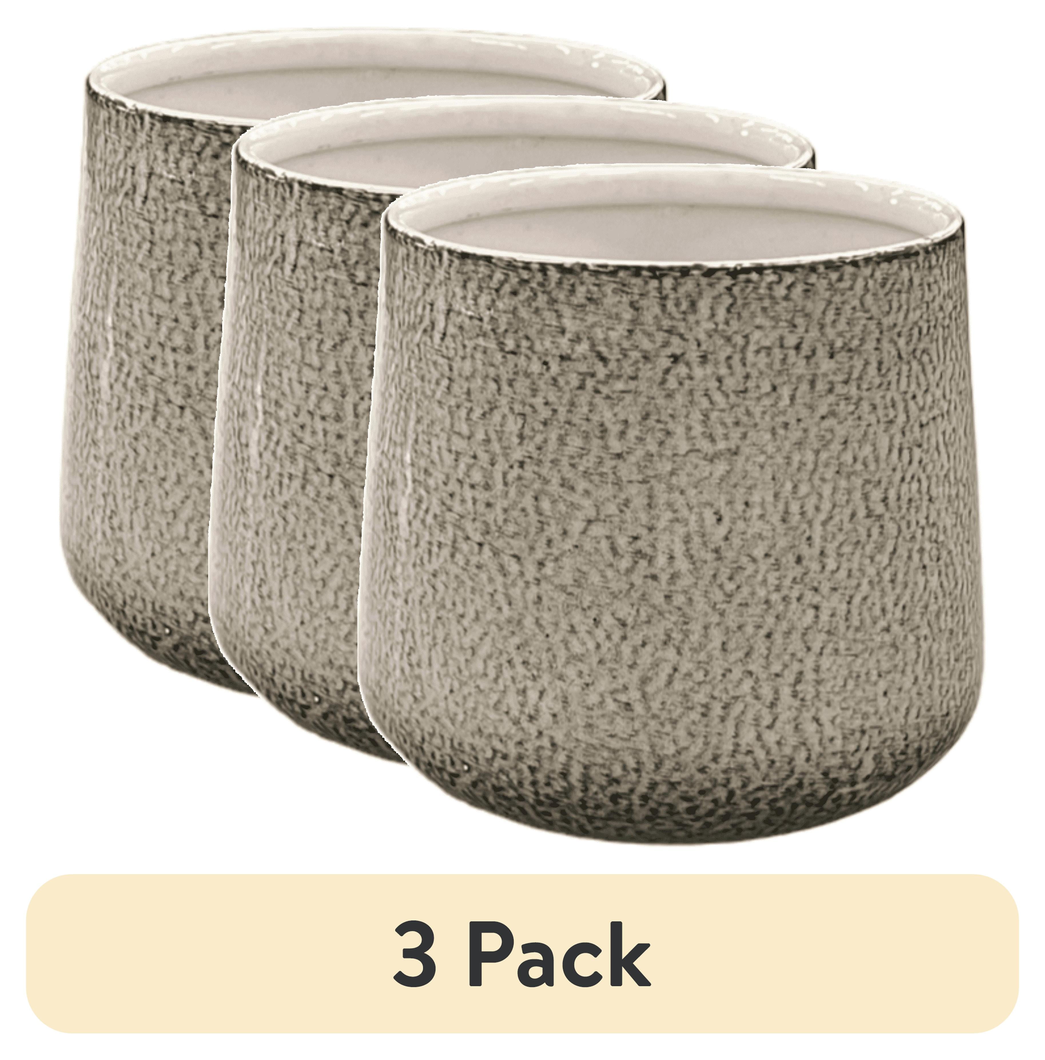 (3 pack) Mainstays 3" Mini Bella Planter, Metal, in Dusted Pearl (Grey ...