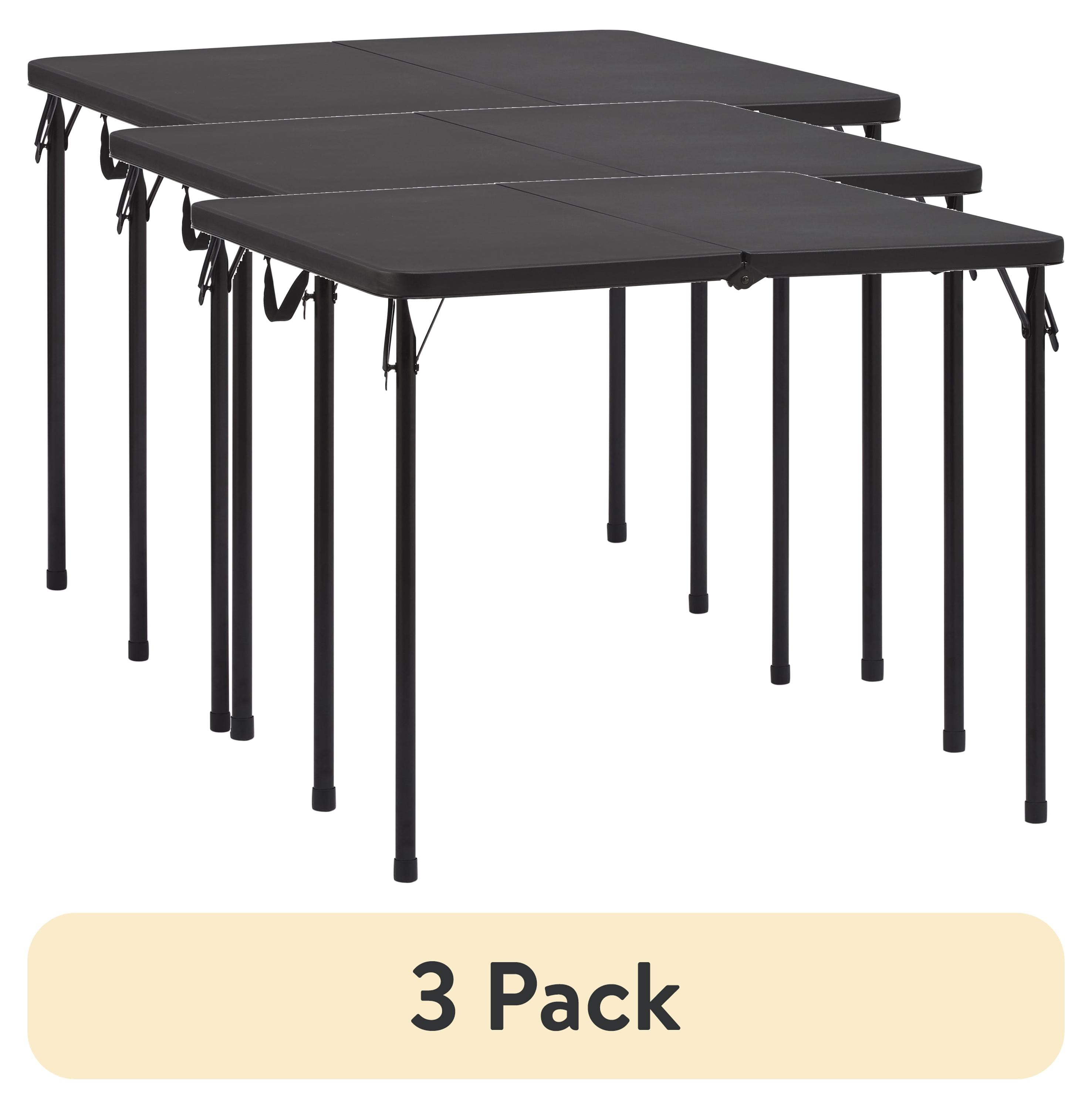 Mainstays 34in Square Plastic Folding Table Rich Black Durable ...
