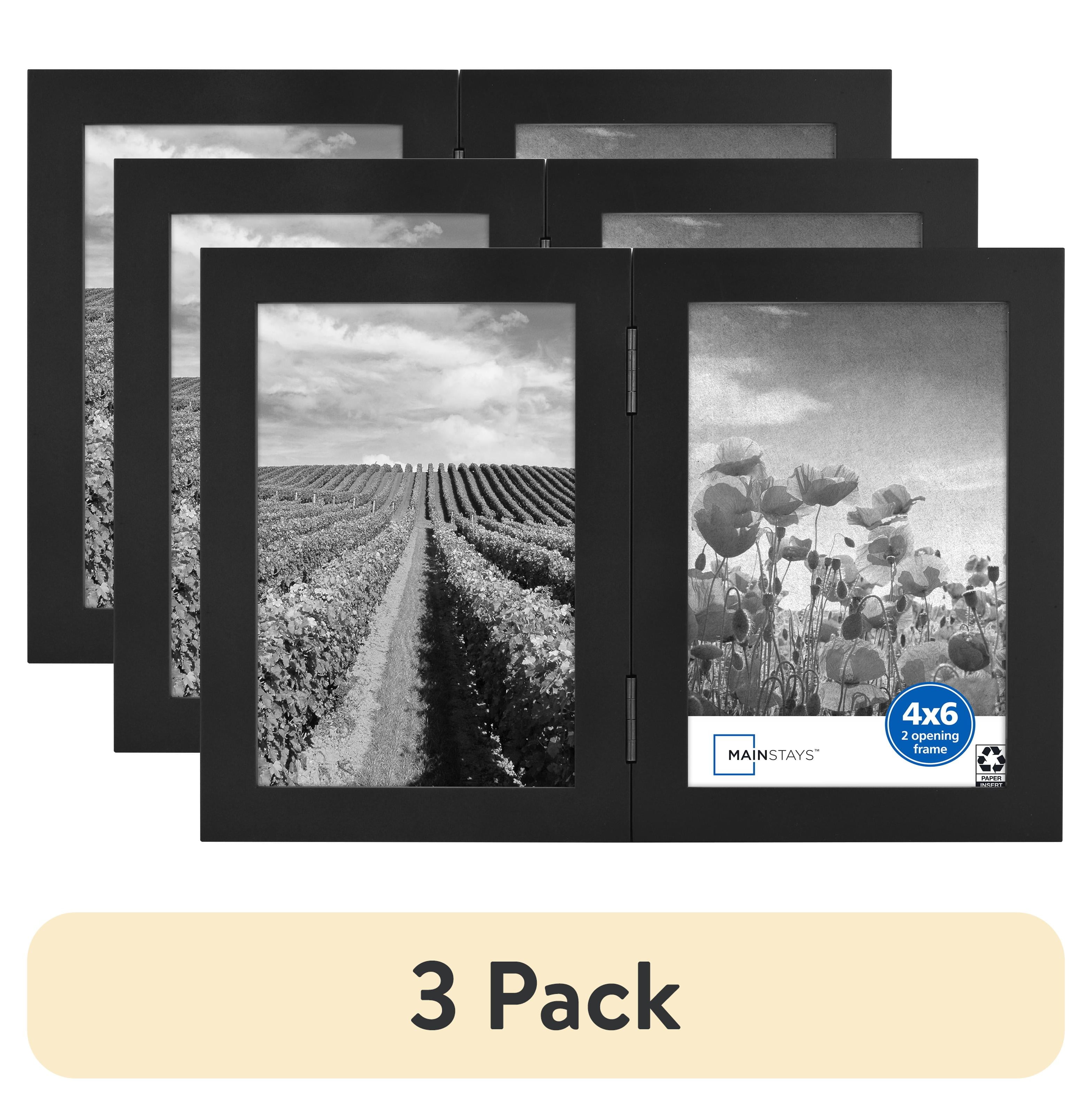 (3 pack) Mainstays – 4x6 Picture Frame – Black 2 Photo Hinge Linear ...