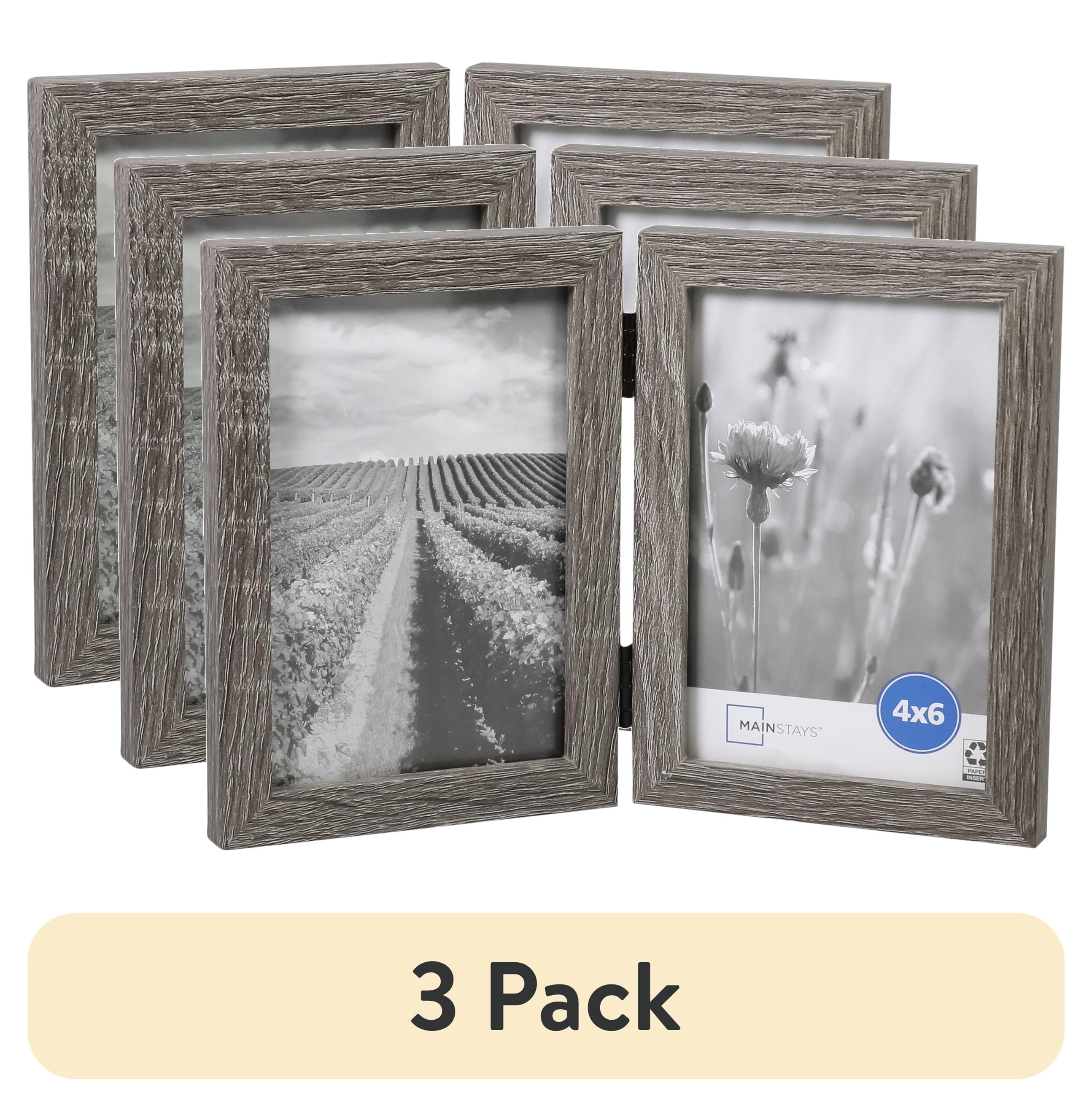 (3 pack) Mainstays 4" x 6" Rustic Gray 2-Opening Hinged Folding ...