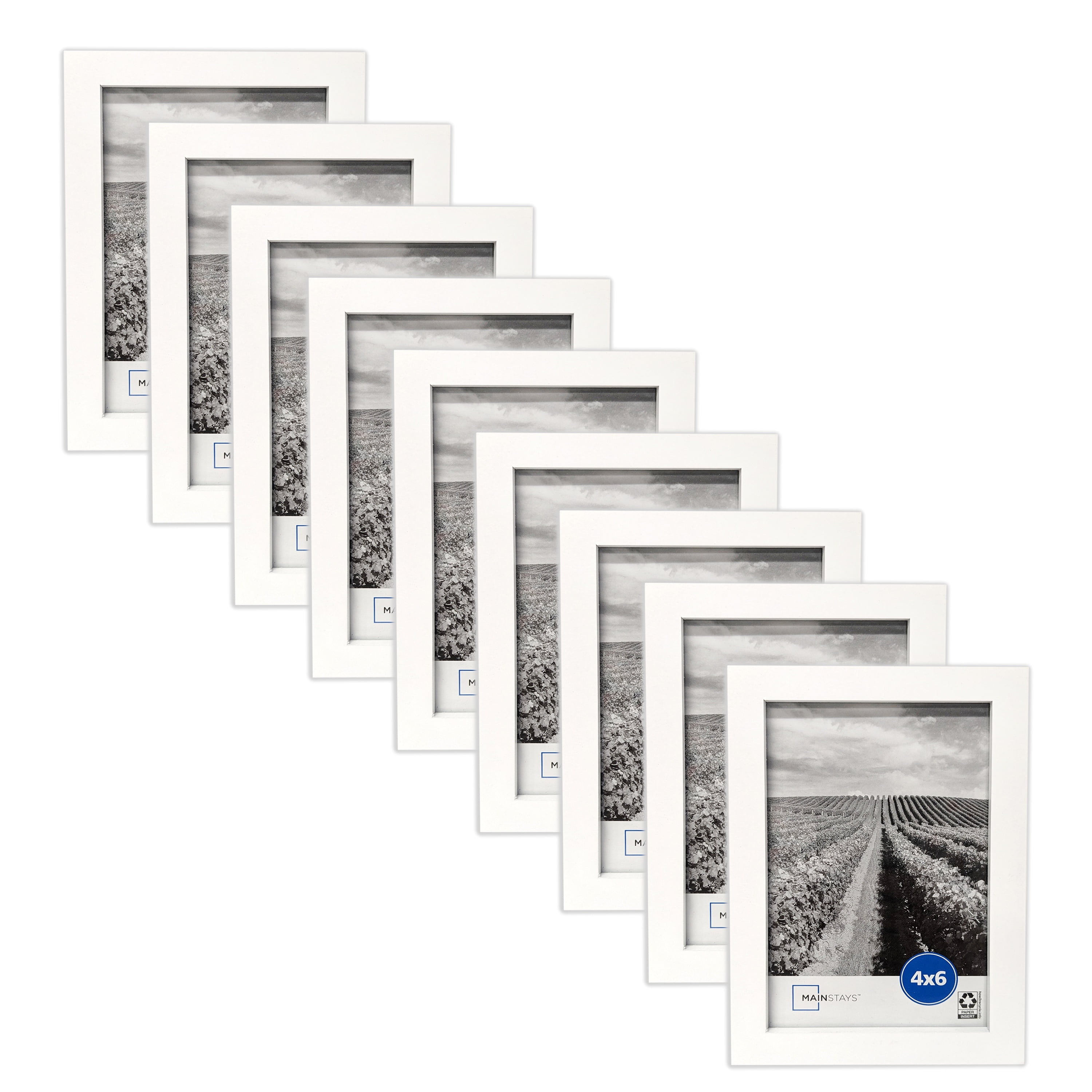 (3 pack) Mainstays 4" x 6" White Linear Gallery Tabletop Photo Frames ...