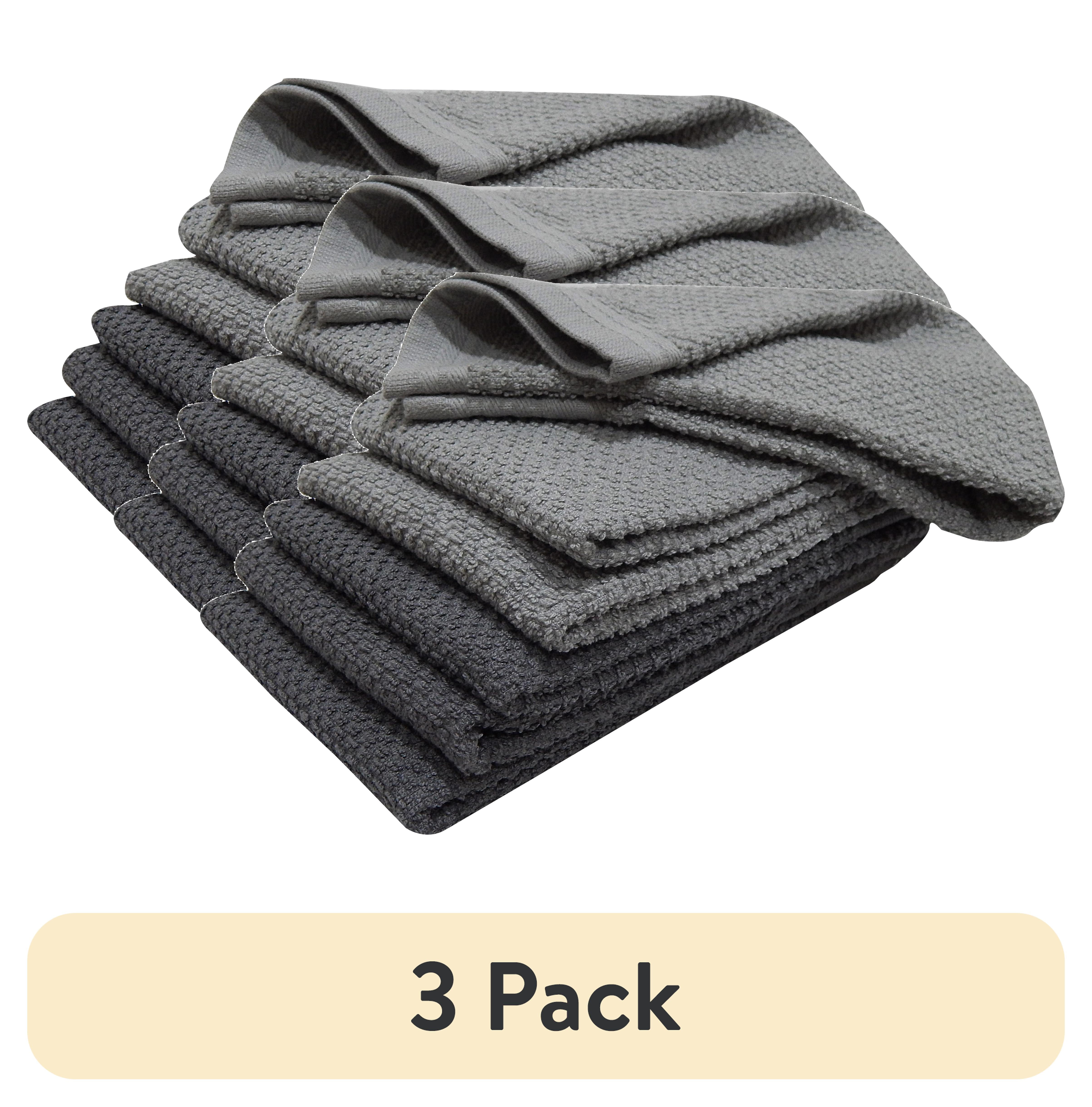 (3 pack) Mainstays 6-Piece Bar Mop Solid Kitchen Towel Set, Grey ...
