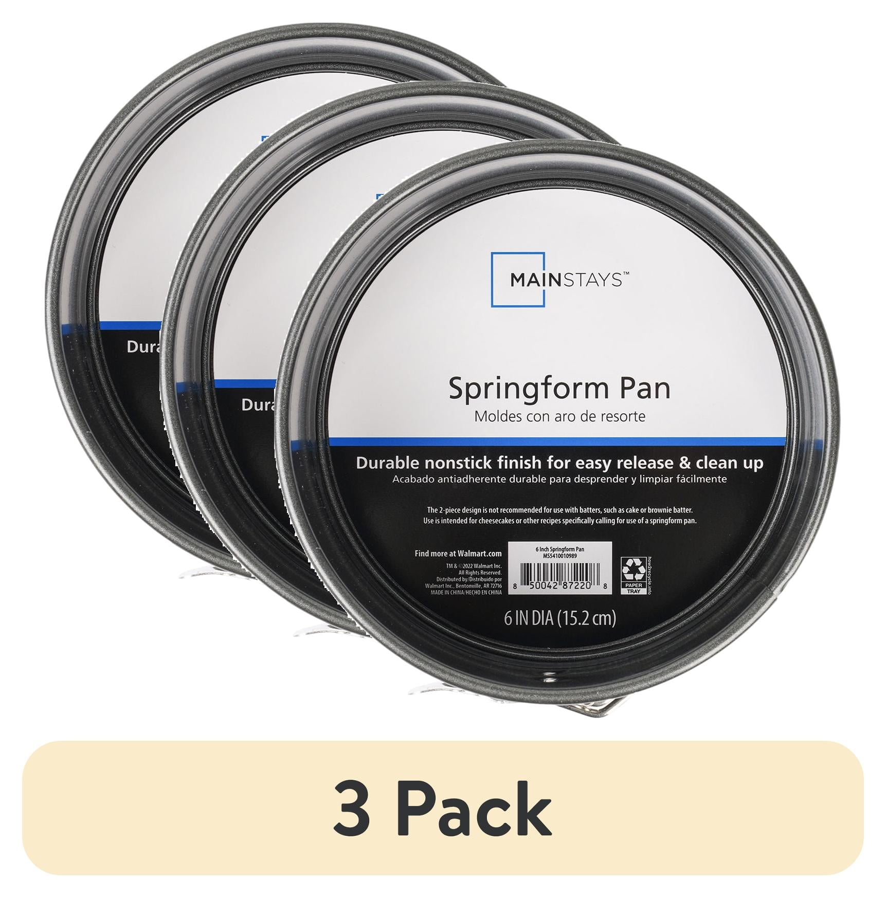 Mainstays 3 Pack 6 Inch Non-Stick Carbon Steel Springform Cake Pan ...