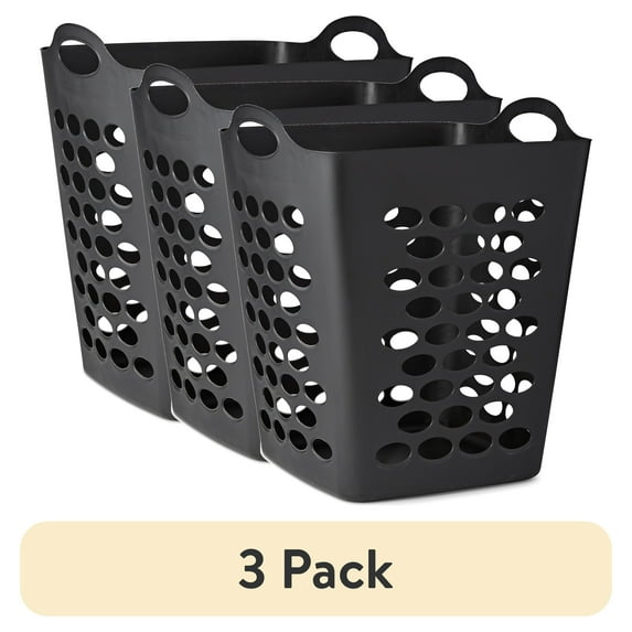(3 pack) Mainstays Flex Square Laundry Hamper, Black - Walmart.com