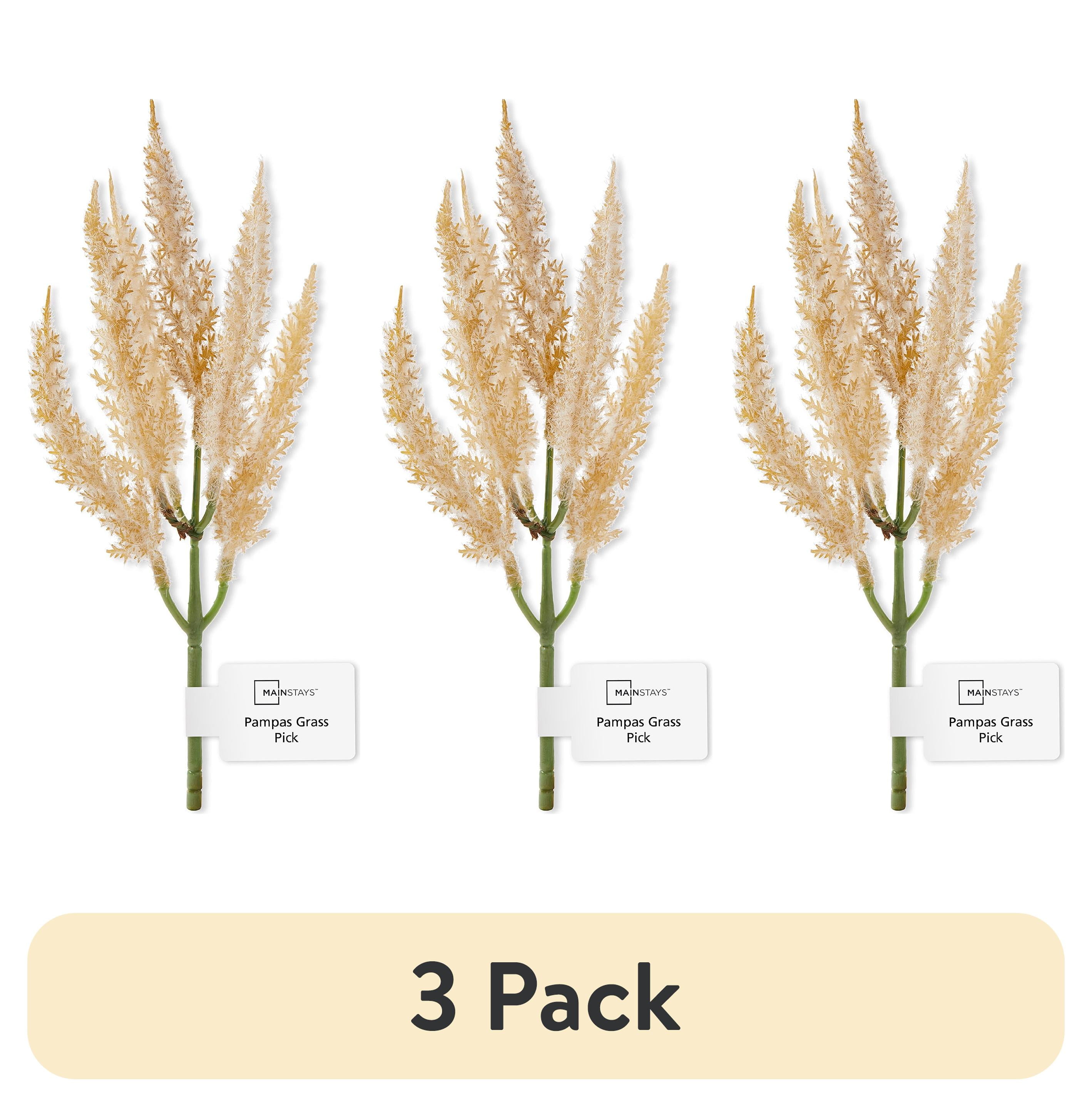 (3 pack) Mainstays Artificial Pampas Grass Pick 2.5 inch x 8.25 inch ...